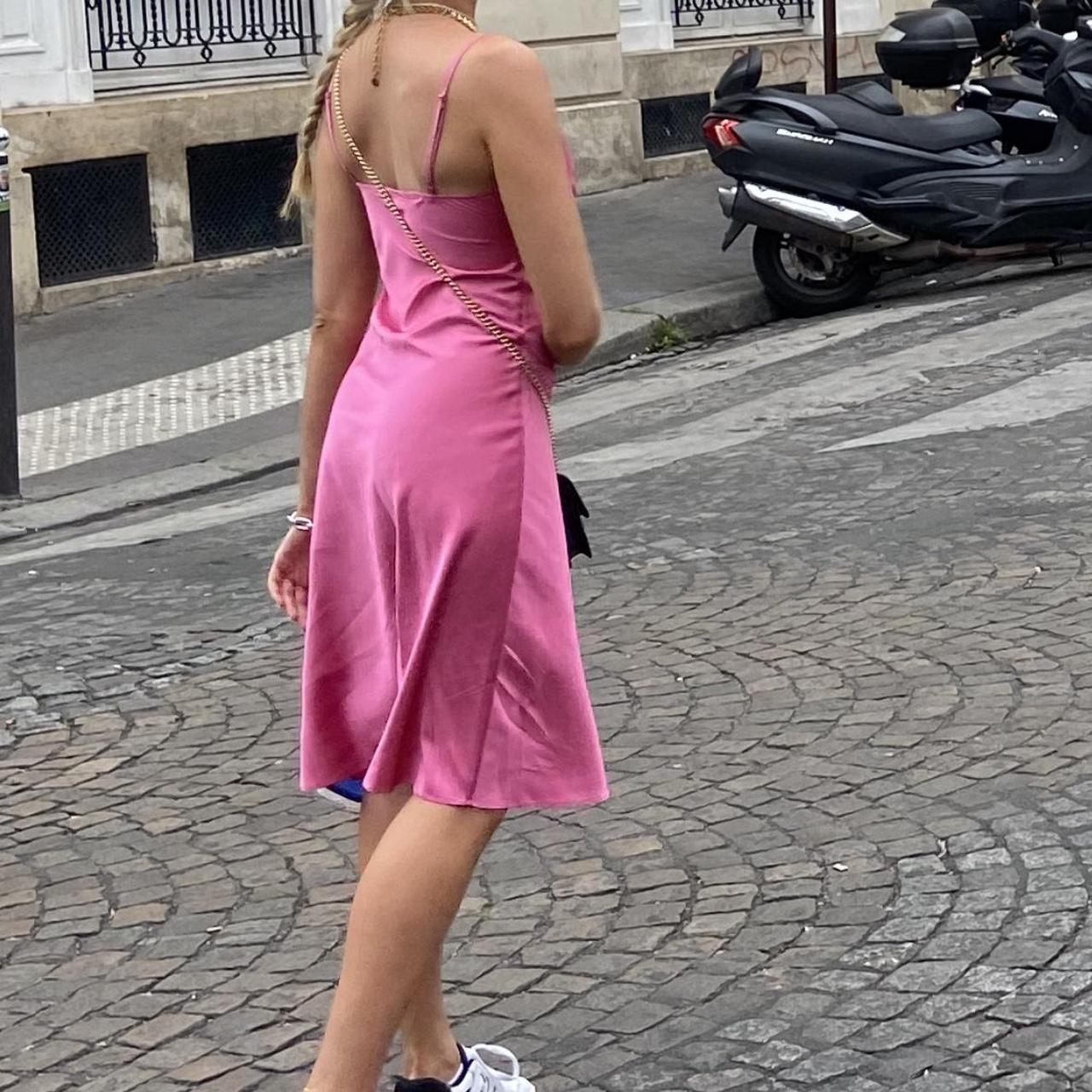 ARITZIA Satin Pink Slip Dress Worn once Perfect... - Depop