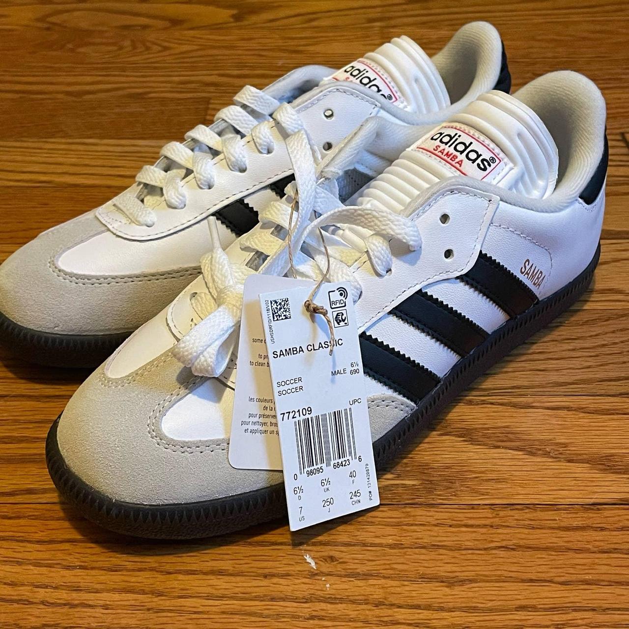 Adidas Samba Classic Leather Sneakers White Dark... - Depop