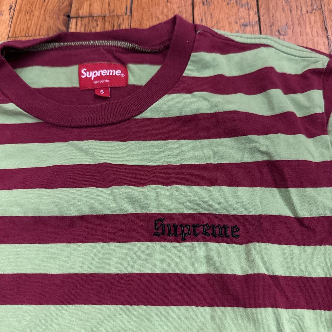 Supreme Men's Burgundy and Green T-shirt | Depop