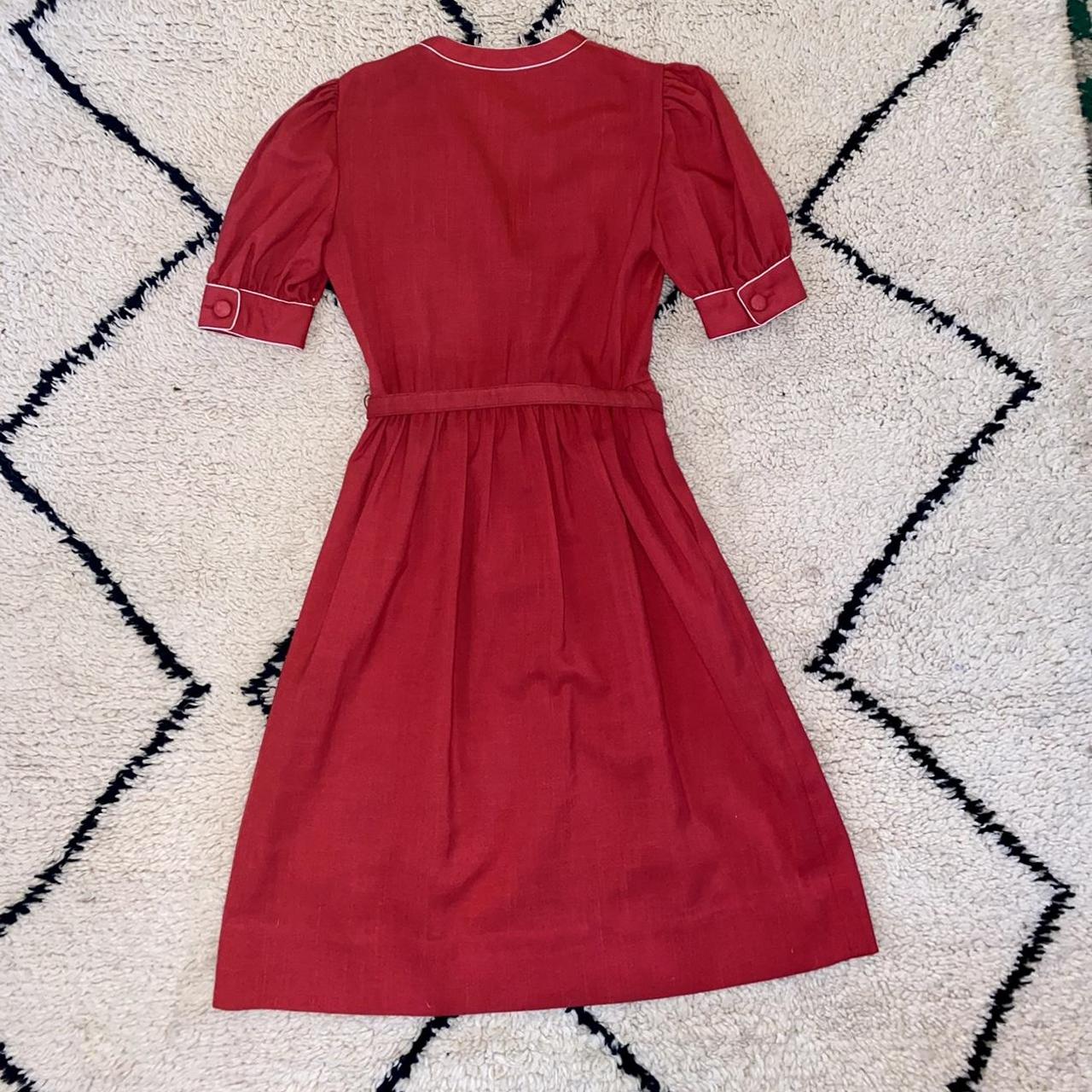 Vibrant vintage 1970s red belted dress by the... - Depop