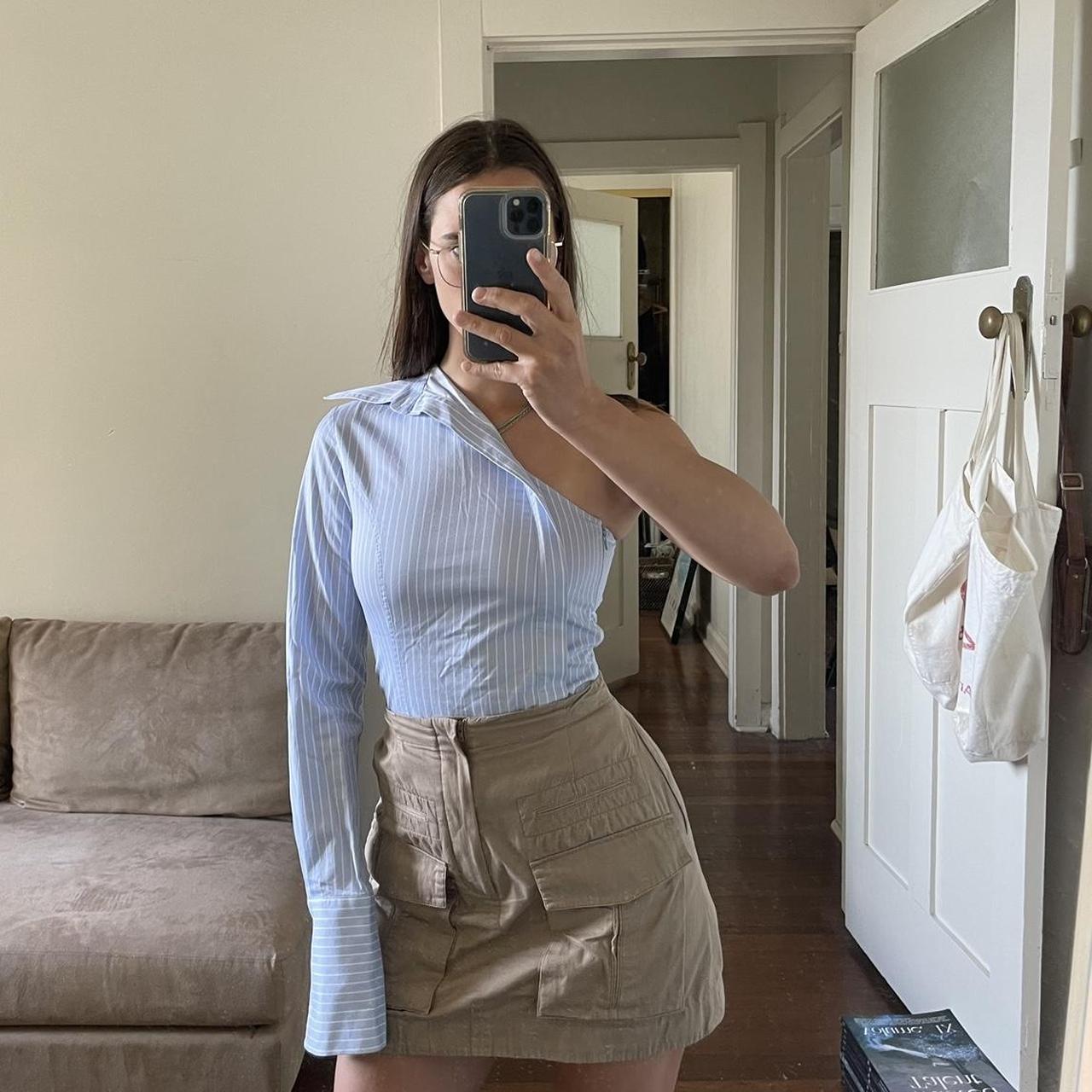 ANNA QUAN striped shirt/top. Blue/White. Labelled... - Depop