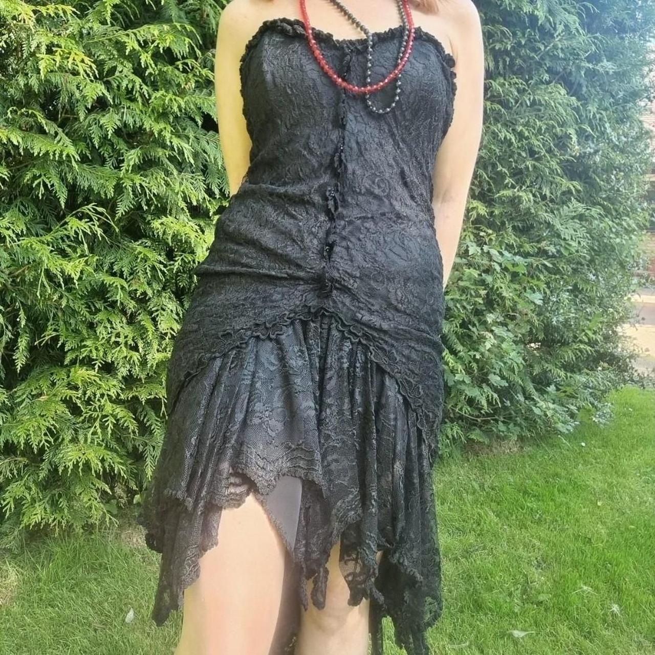 Rare Vintage 1980s Gothic Fairycore Black Lace Boned... | Depop