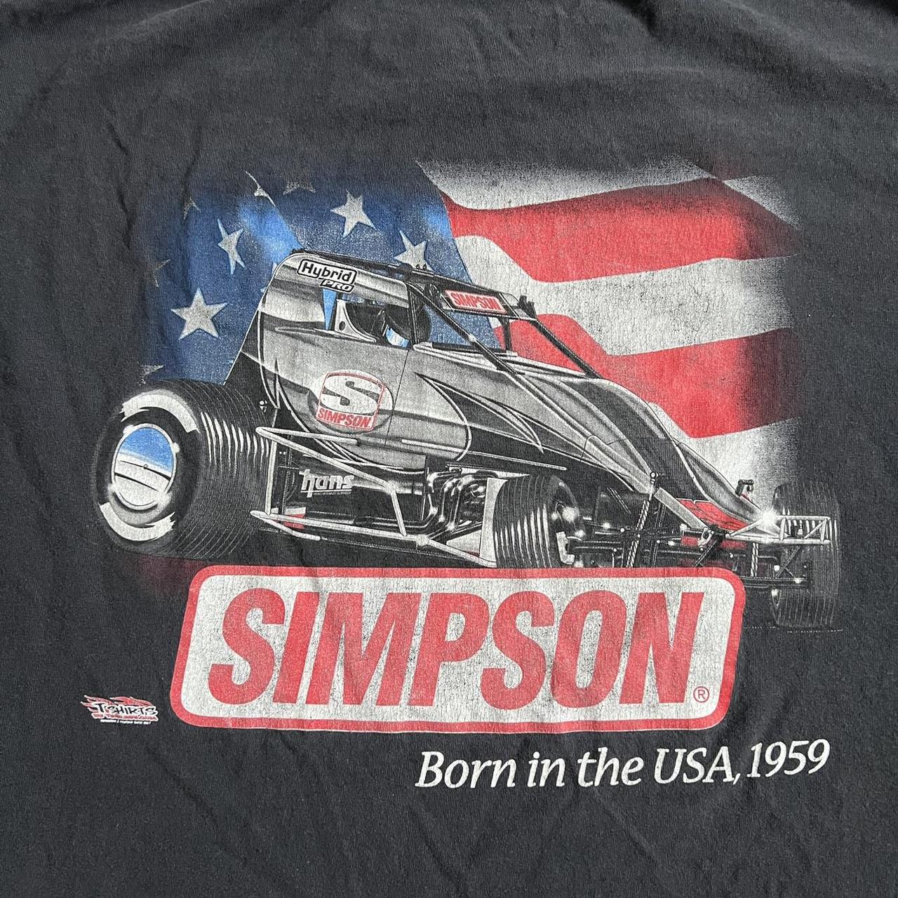 Vintage Simpson Racing Born in the USA Men’s Black... - Depop