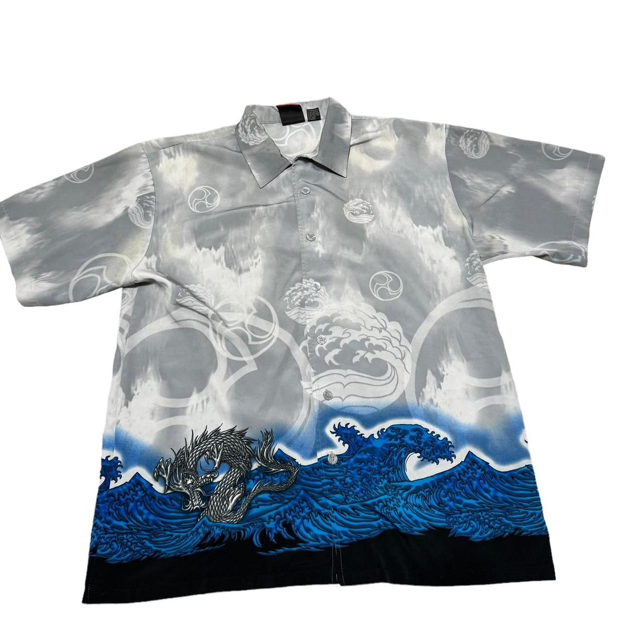 vintage y2k dragon button up size men’s xl - Depop