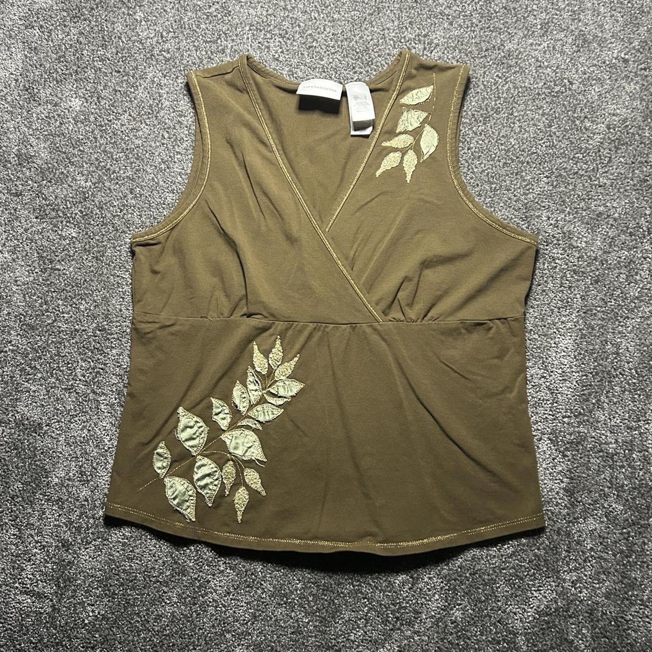 glam y2k green floral top green khaki y2k glam... | Depop