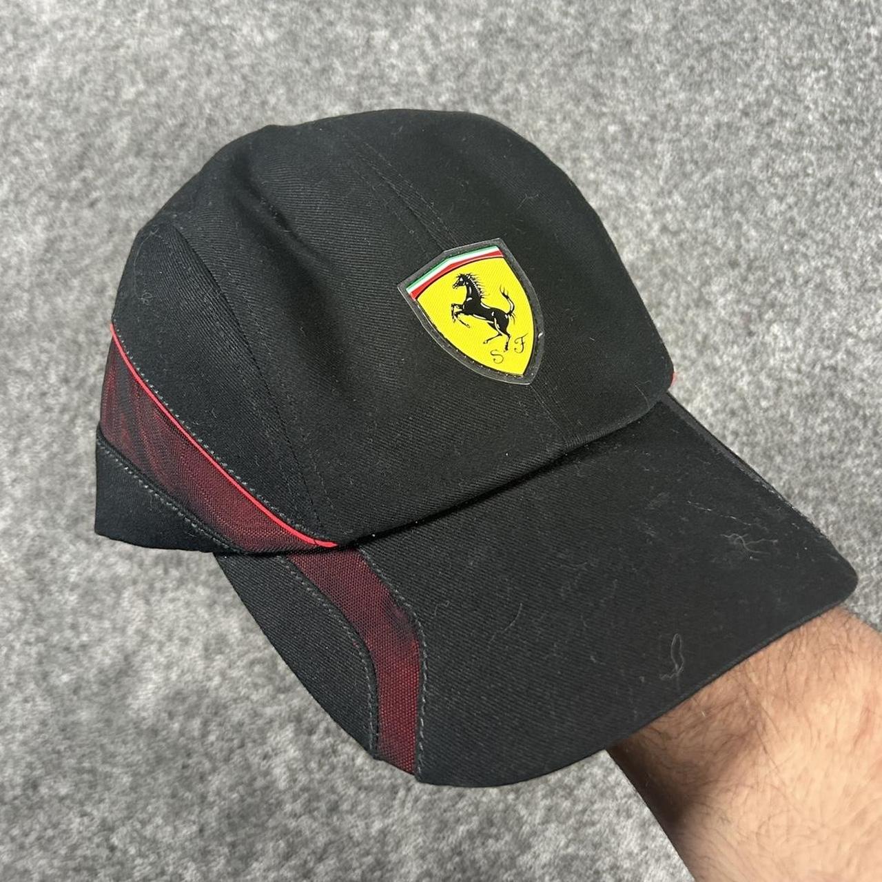 y2k Puma Ferrari black embroidered logo detailed... - Depop