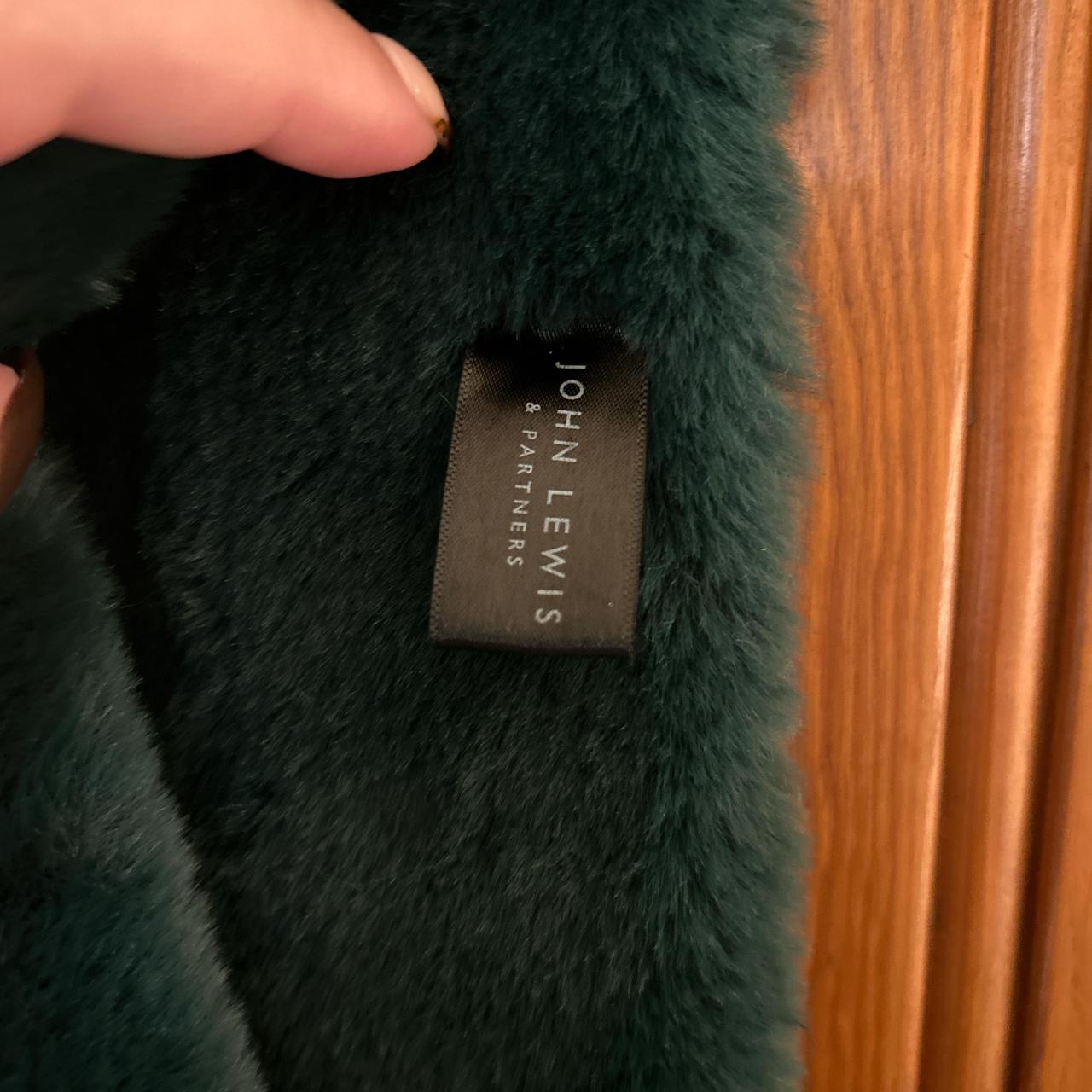 John Lewis Green Faux Fur Scarf - Depop