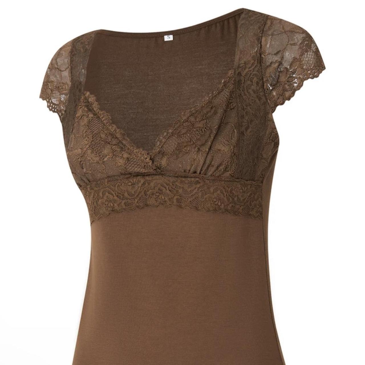 brown lace top perfect for summer and for going... - Depop