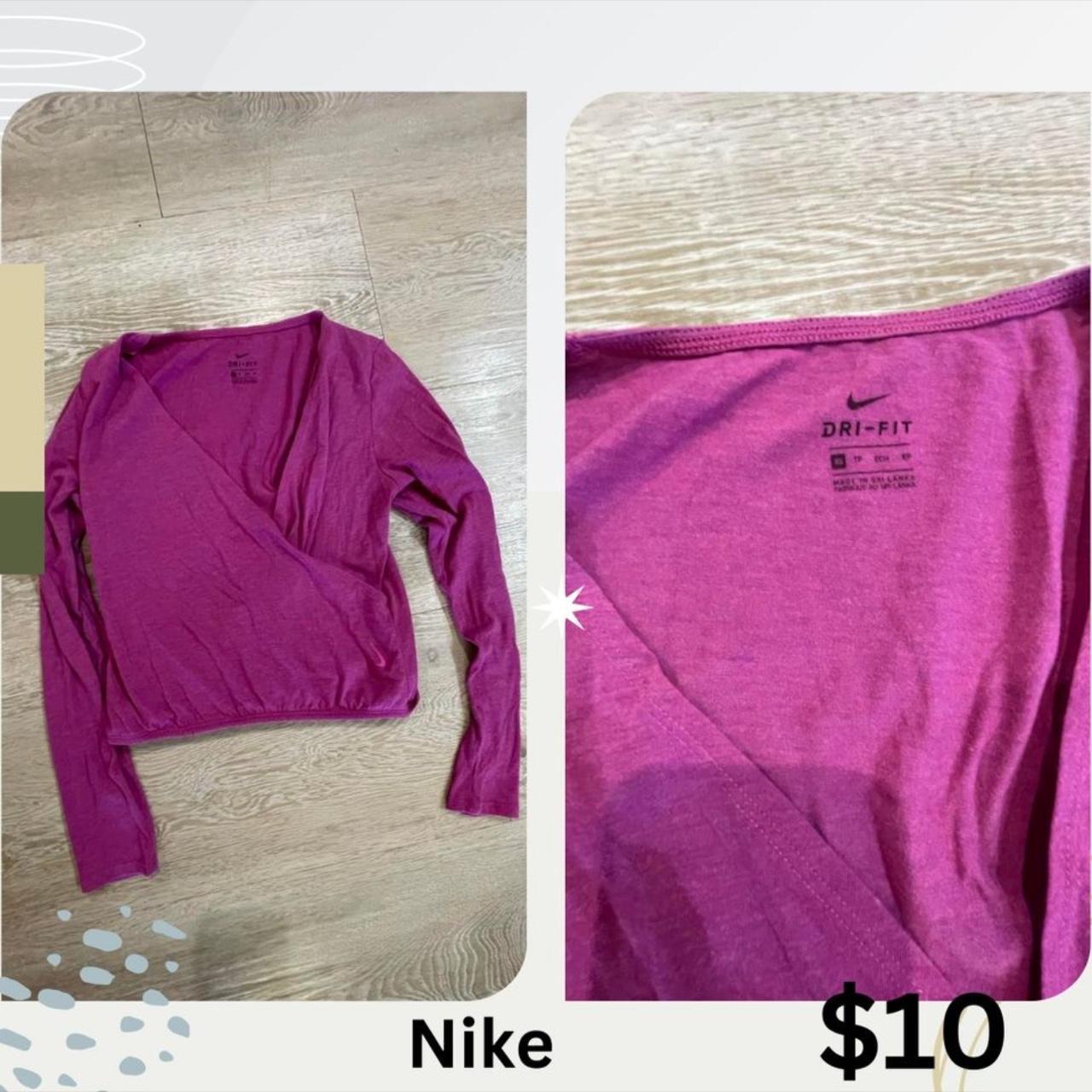 Nike Pink cross over long sleeve top - Size XS - Depop