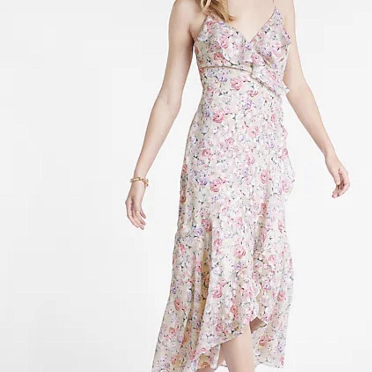 Express floral print ruffle maxi dress. Only been... - Depop