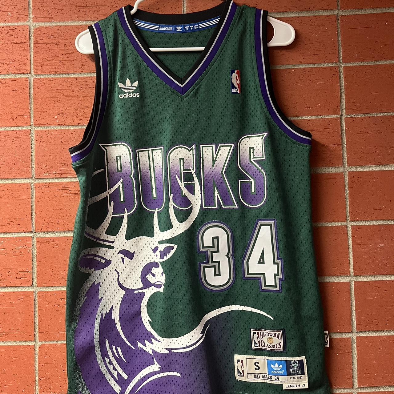 Mitchel and ness classics purple and green Milwaukee... - Depop