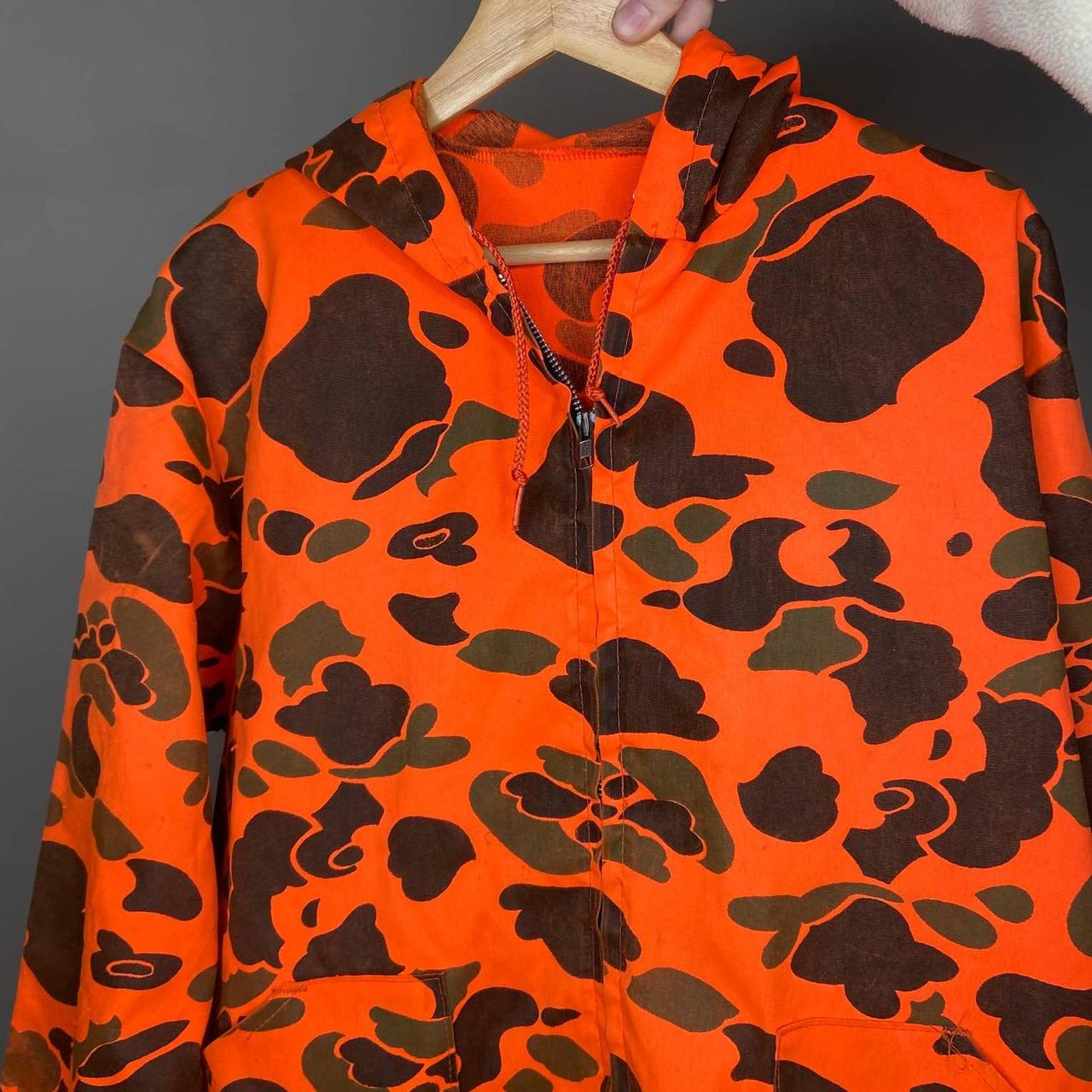 Vintage Orange Camo Jacket Tears, stains Size: NA... - Depop