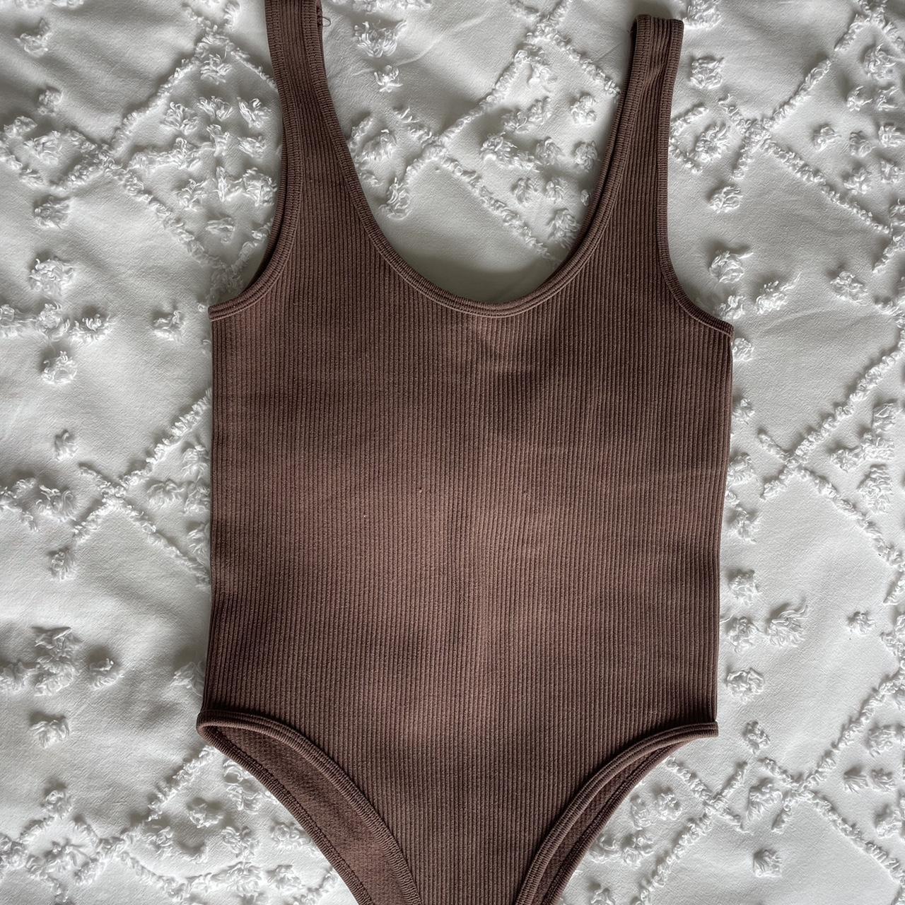 Zara brown ribbed bodysuit - size small - Depop