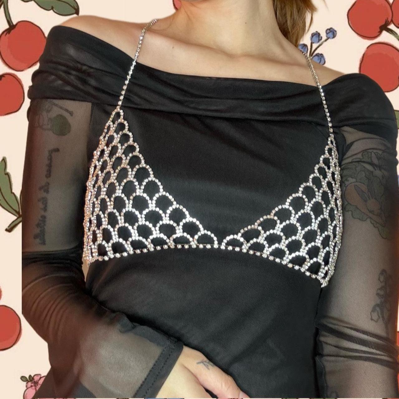 urban outfitters scalloped metal rhinestone bra top... - Depop