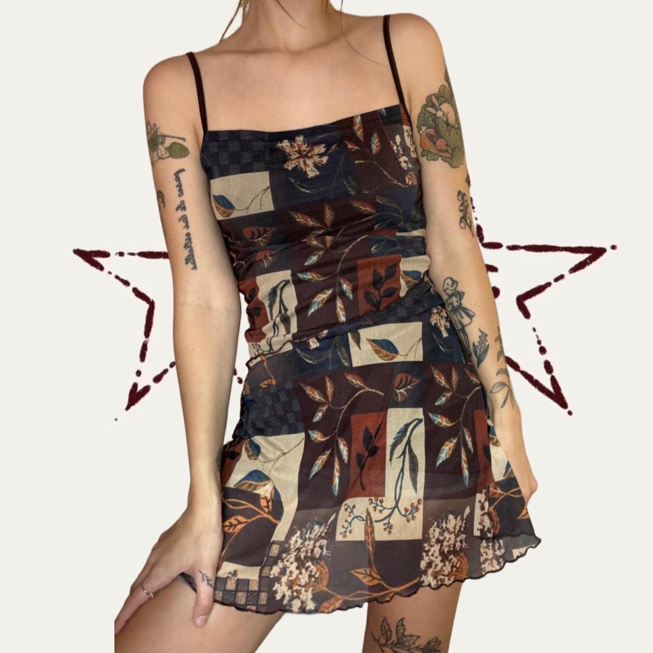 cider dress cute autumnal pattern 🦔🍄‍🟫 - Depop