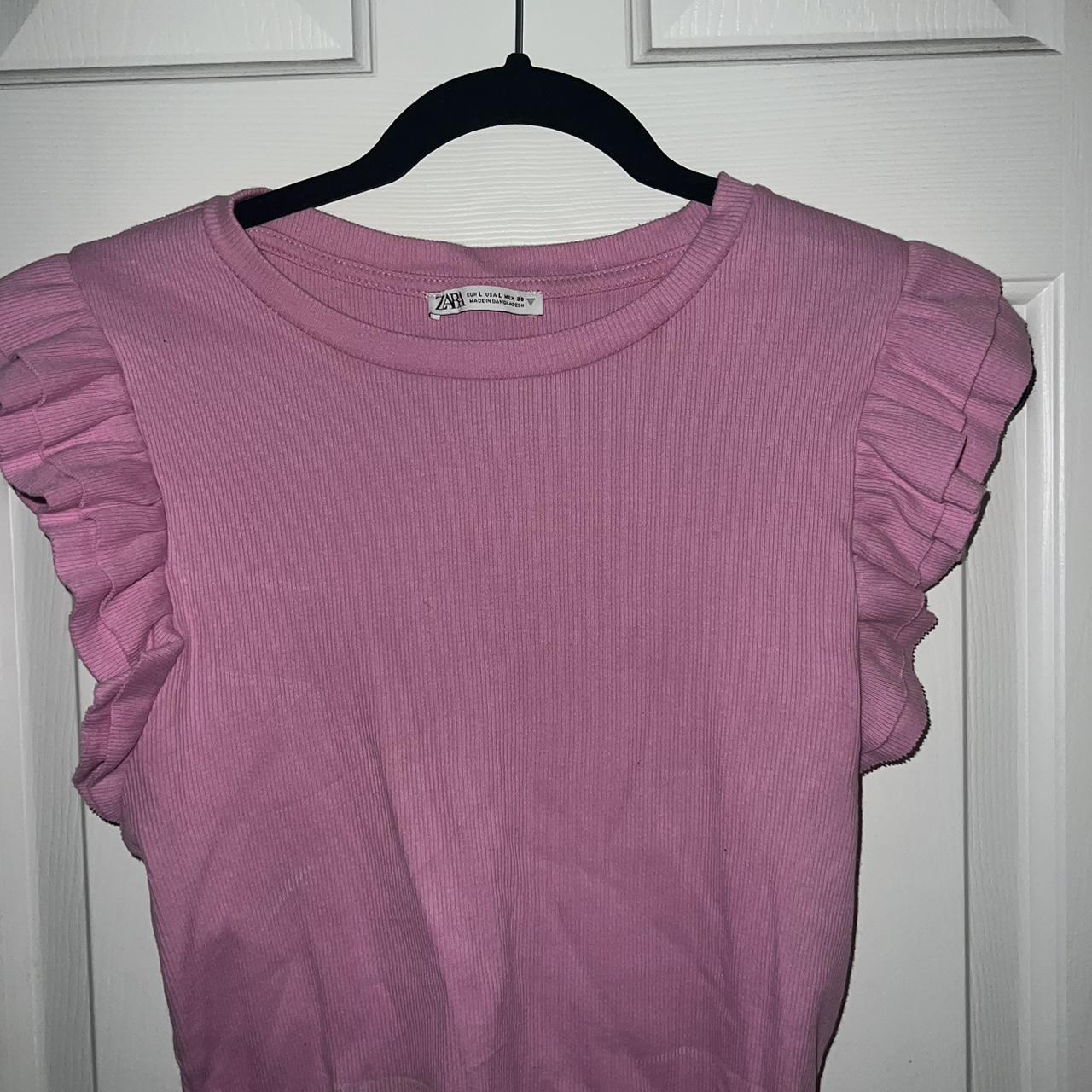 Zara pink ruffled top! - Depop
