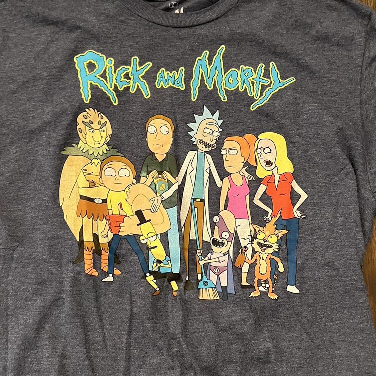 Rick and morty tee flaw shown was ripped then sewn... - Depop
