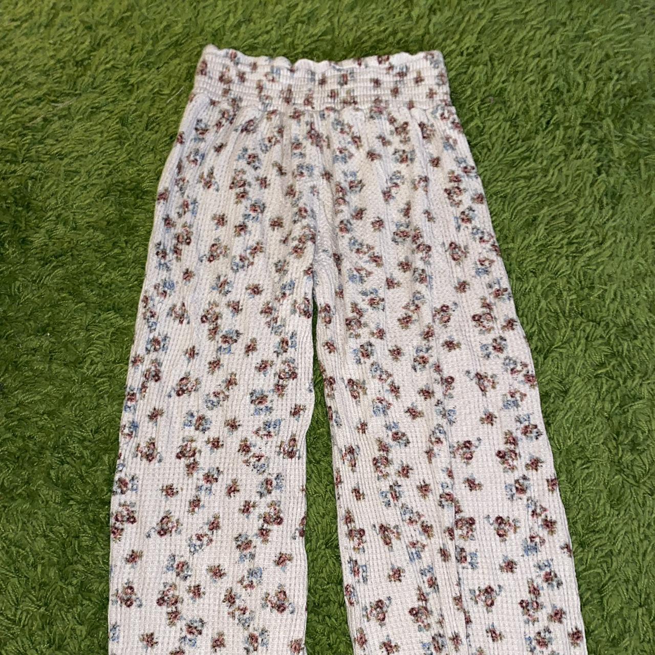 the cutest wide leg coquette flower waffle pants!... - Depop