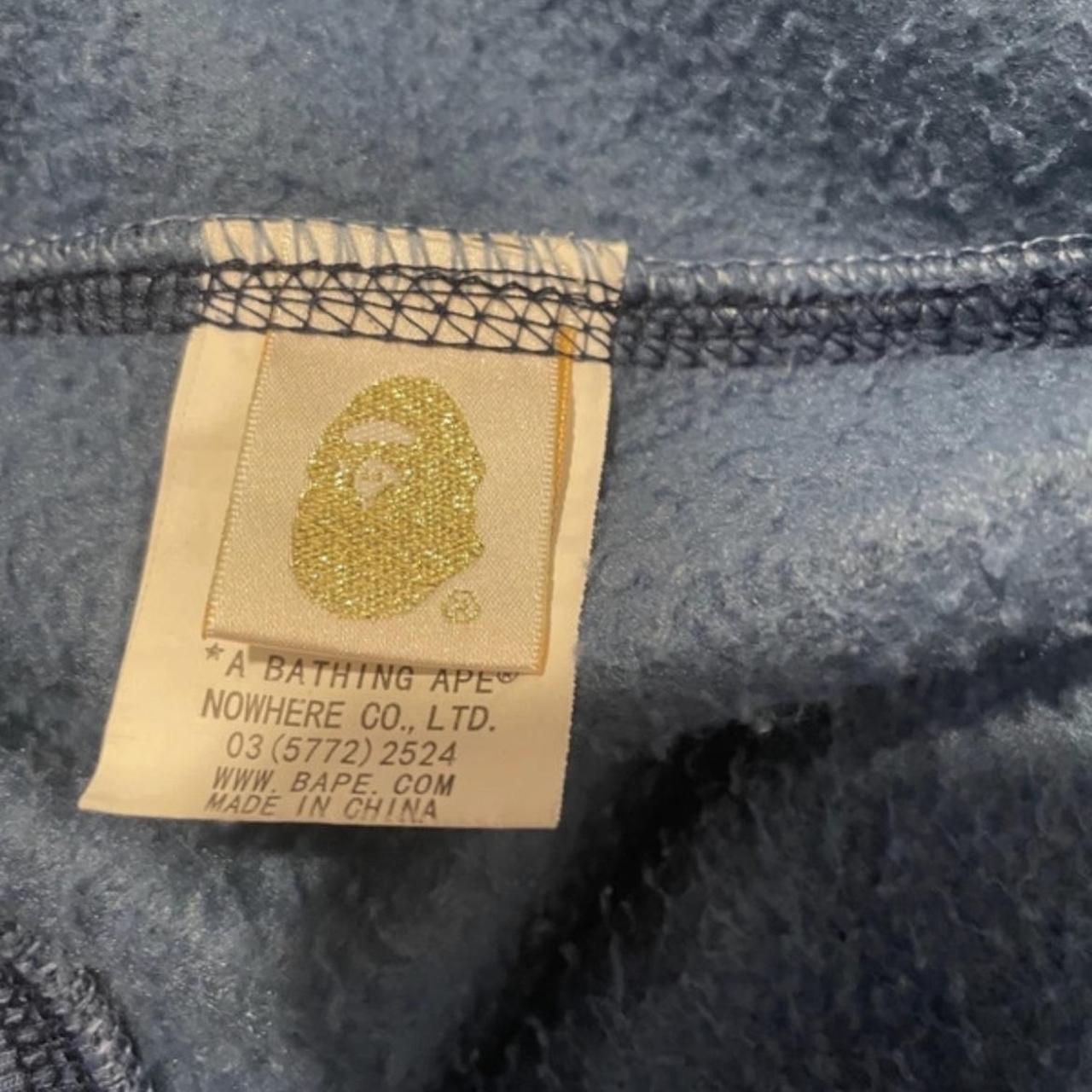 Blue bape hoodie, full zip up camo shark cold piece... - Depop