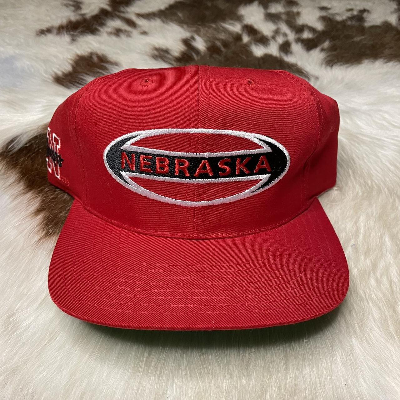 Vintage Nebraska Huskers Snapback Red College... - Depop