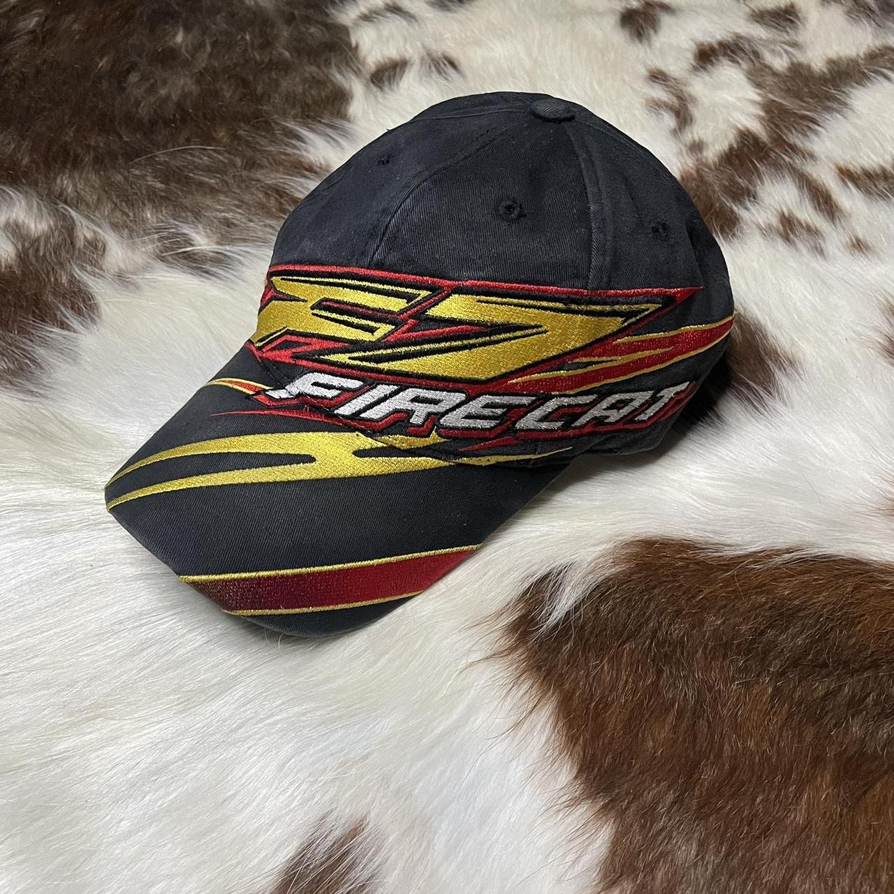 Y2K Firecat Aop cap Vintage hat sizing: velcro... - Depop