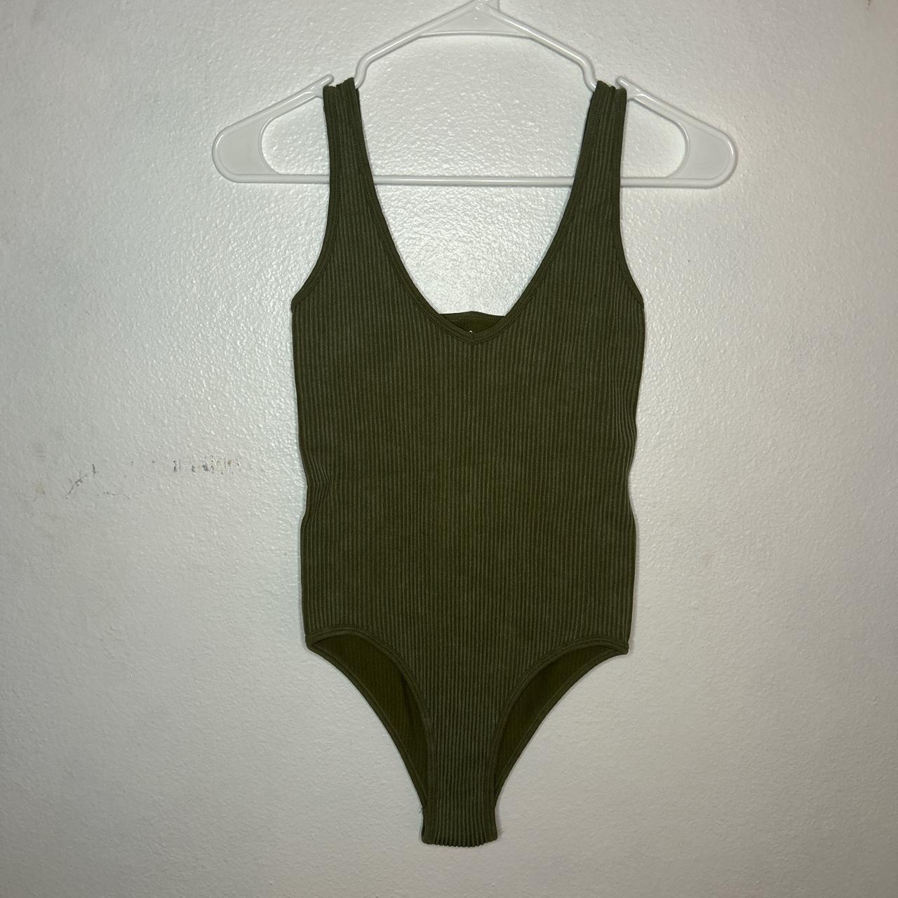 Green Ribbed Bodysuit #bodysuit #lounge #everydaywear - Depop