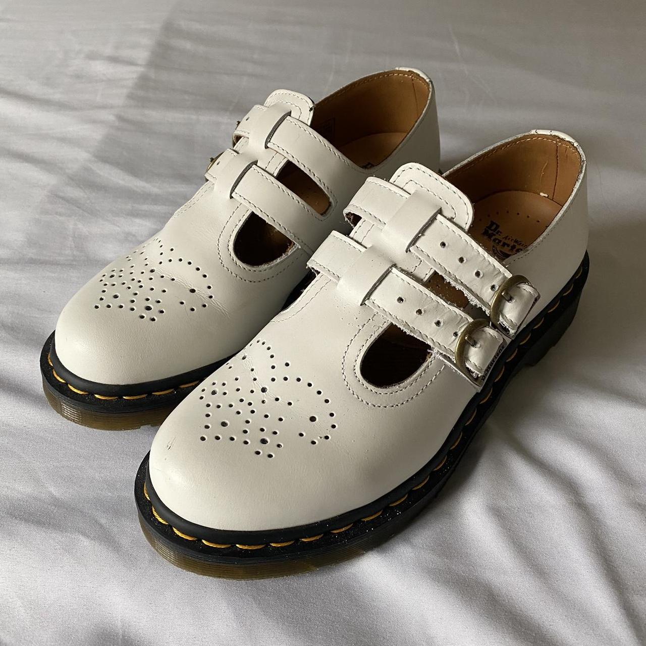 white doc marten mary janes retail price $130 docs... - Depop