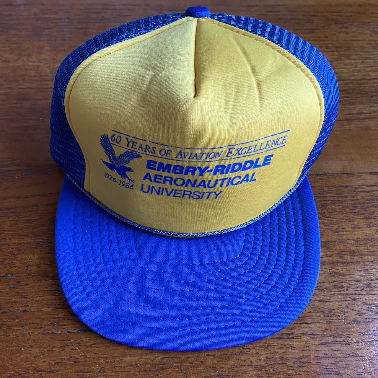 American Vintage Men's Blue and Yellow Hat | Depop