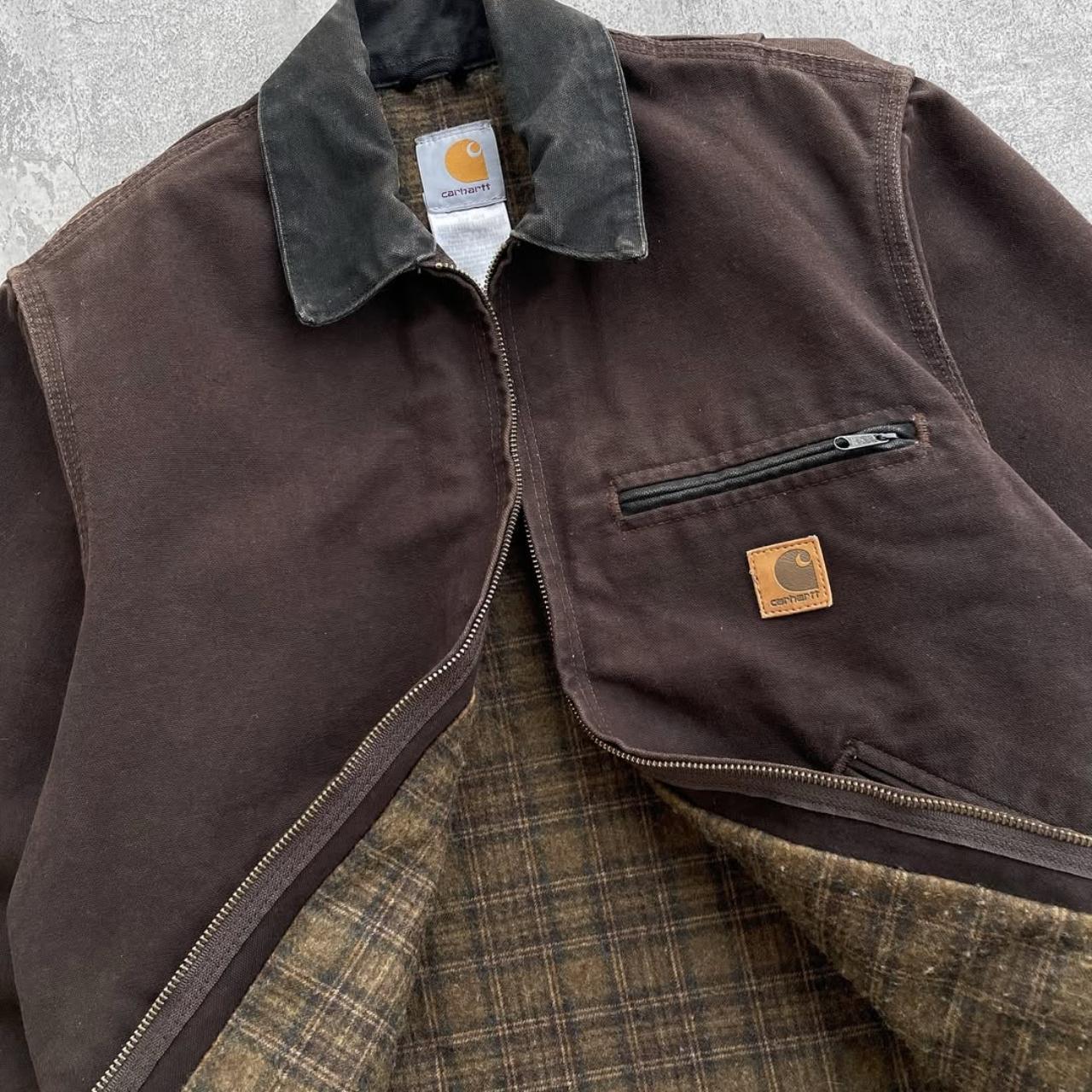 Vintage Carhartt Detroit Jacket J97 DKB Size... - Depop