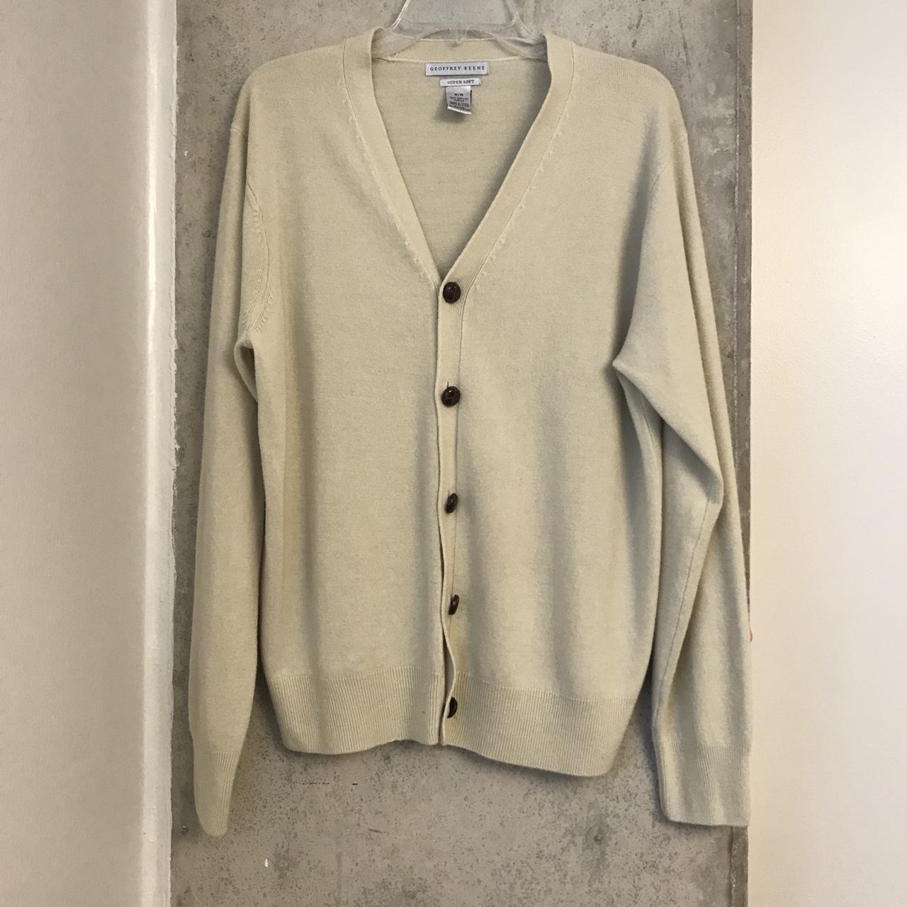 medium cream colored cardigan very soft warm... - Depop