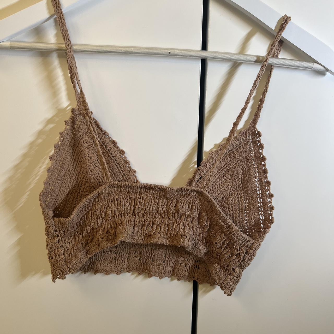 Hem and Thread Summer Beige Crochet Top, Size M... - Depop