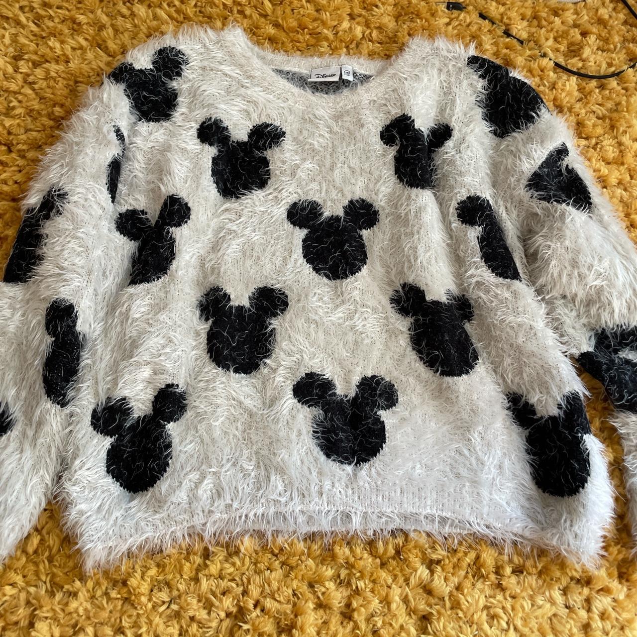Disney fluffy white Mickey mouse jumper - slight... - Depop