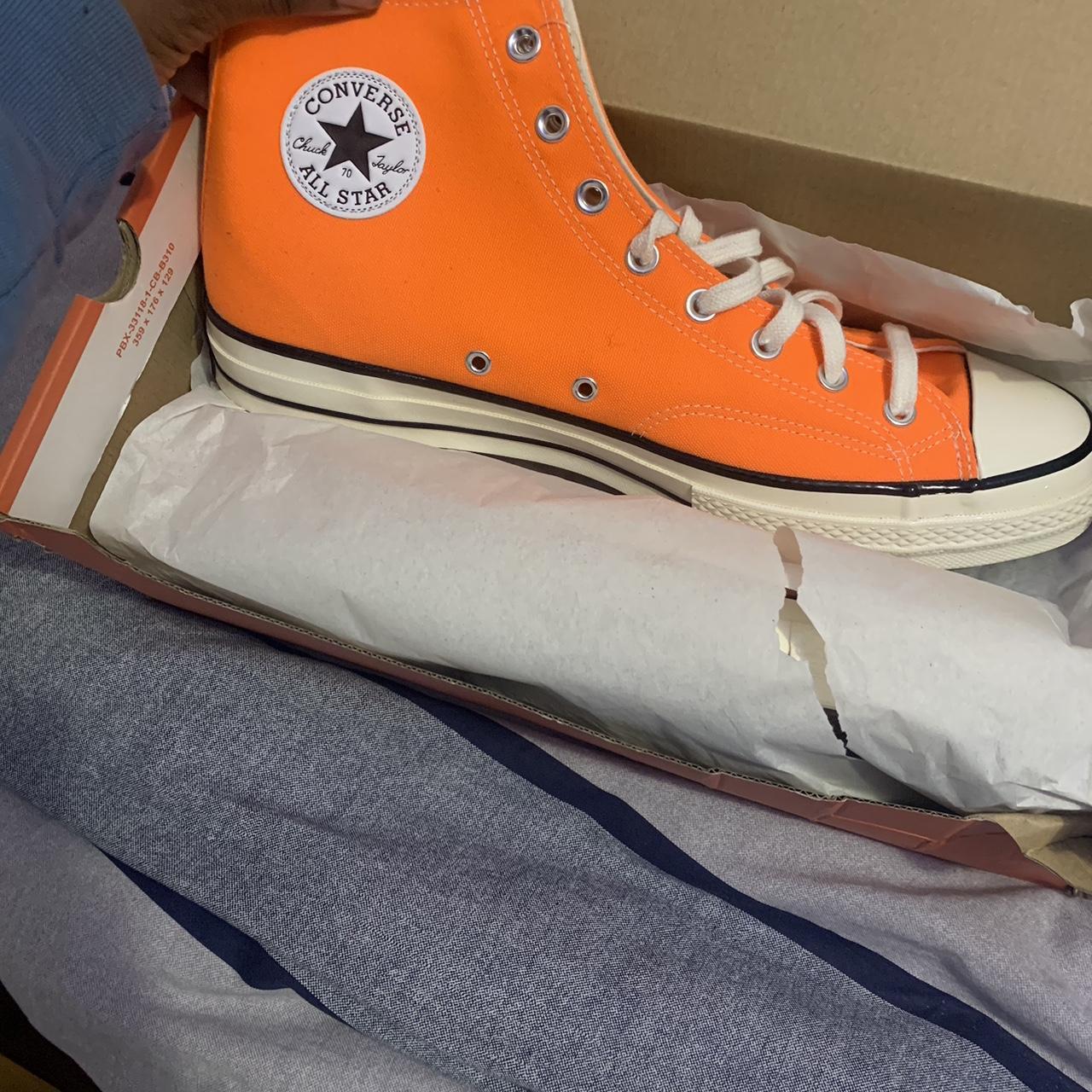 Converse Men's Orange and White Trainers | Depop