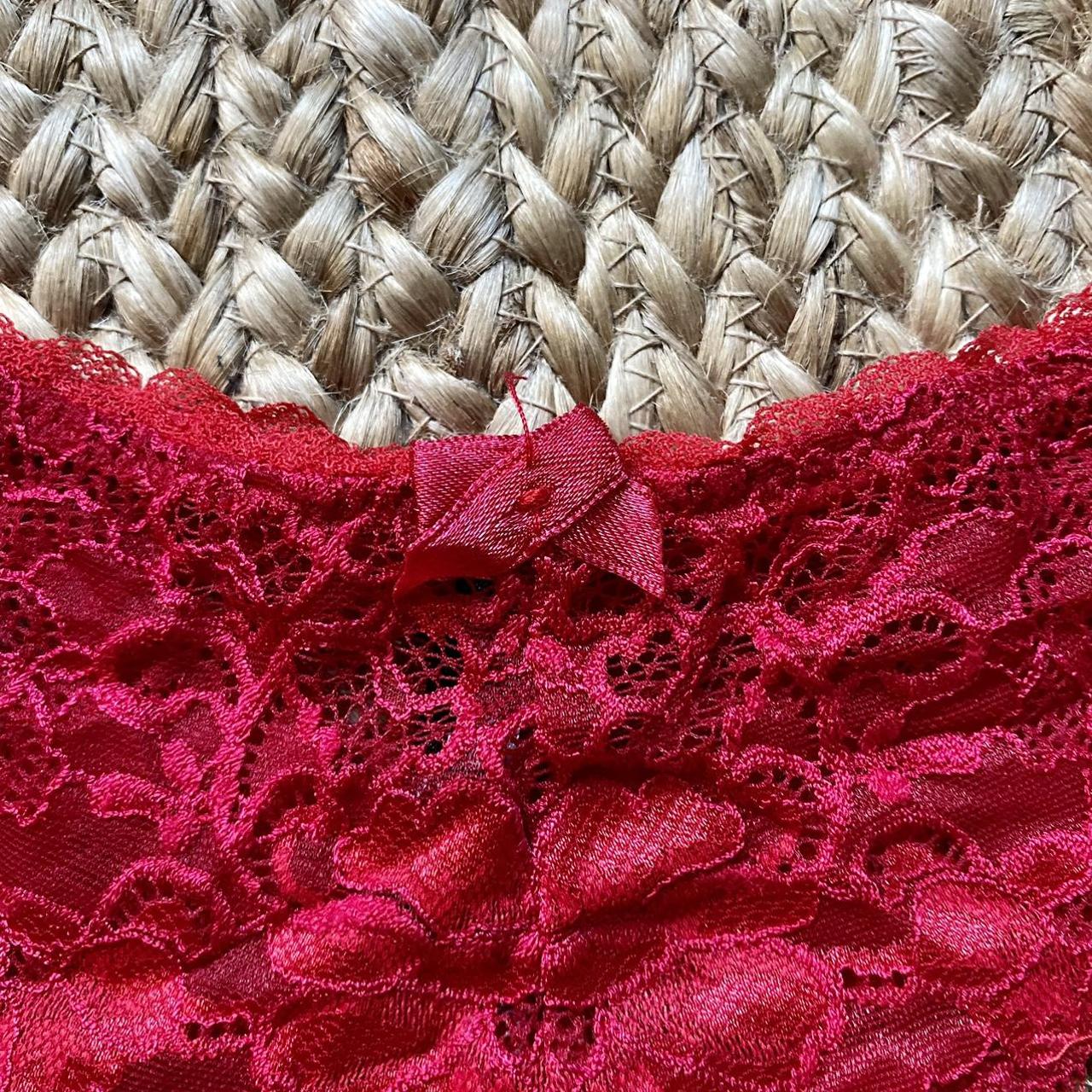 Red lace cheeky panties Adore me red lace hip hug... - Depop