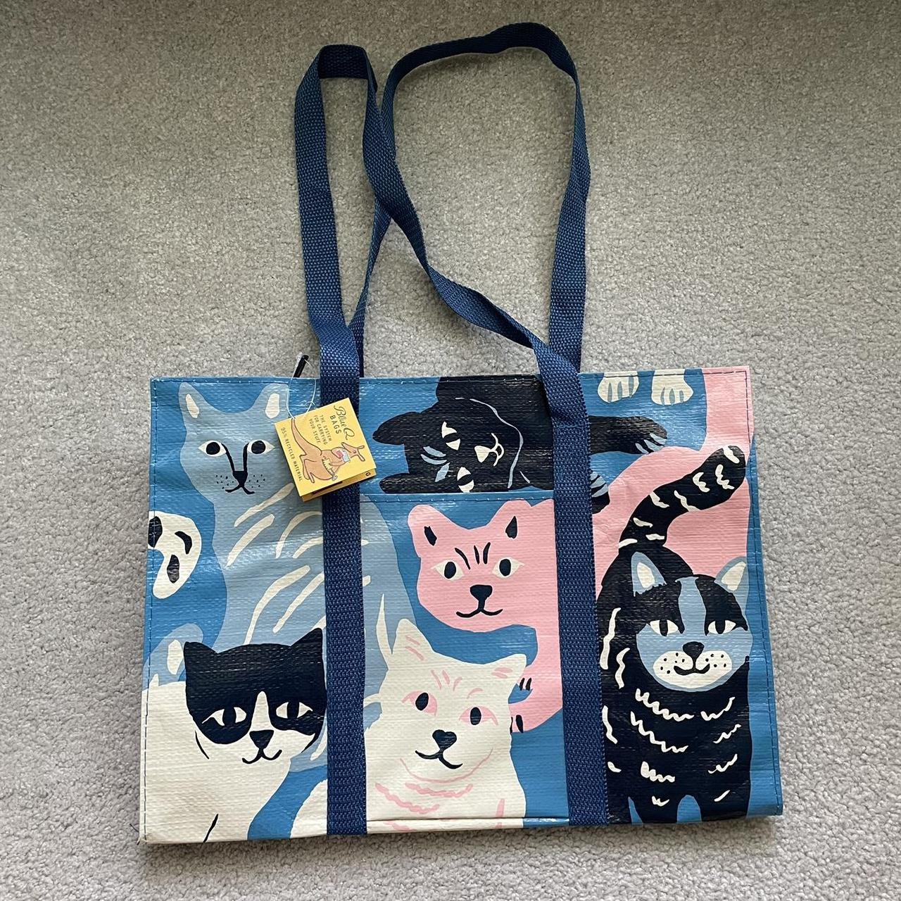 Blue Q Women's Blue and Pink Bag | Depop