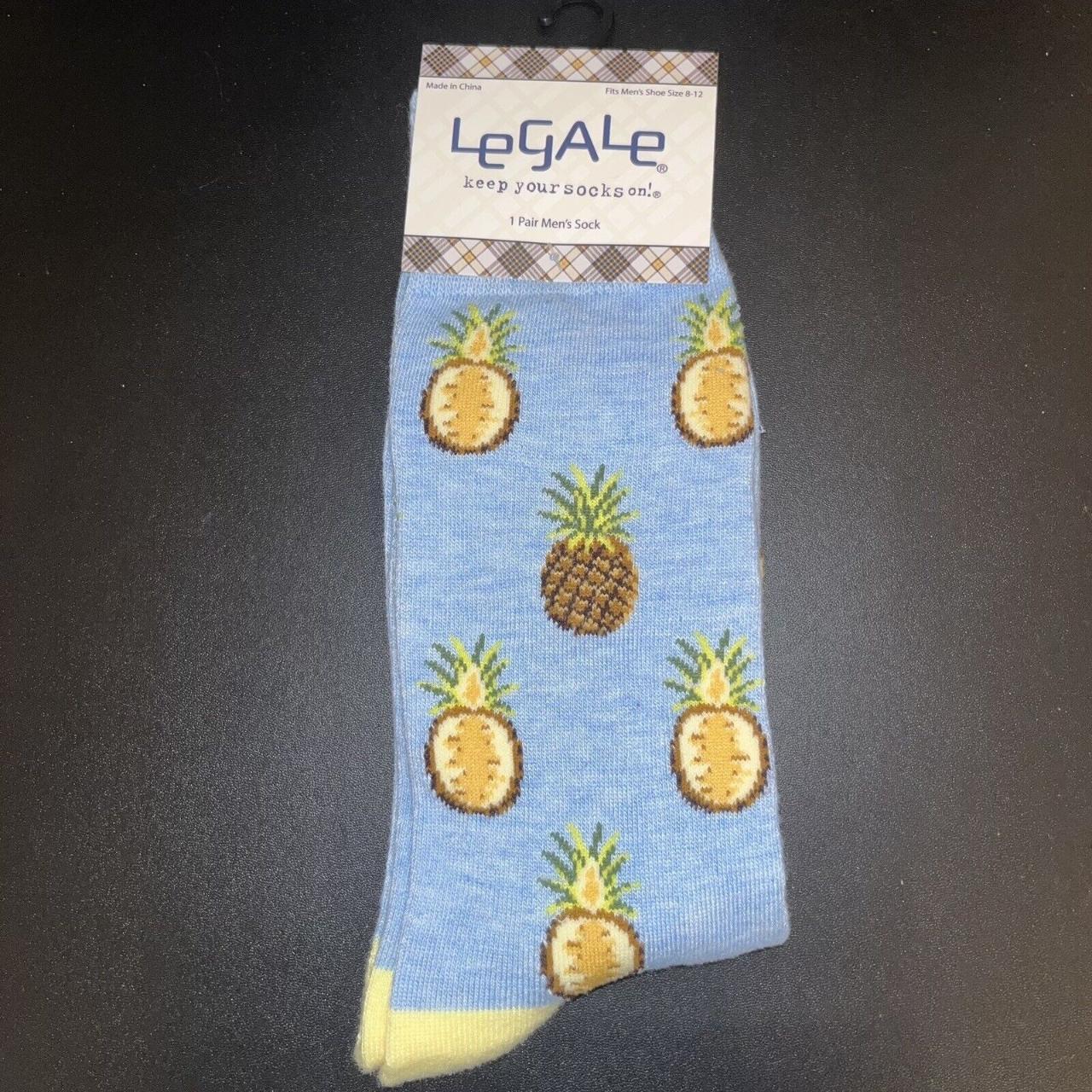 Legale Keep Your Socks On Pineapple Blue Yellow Mens... - Depop