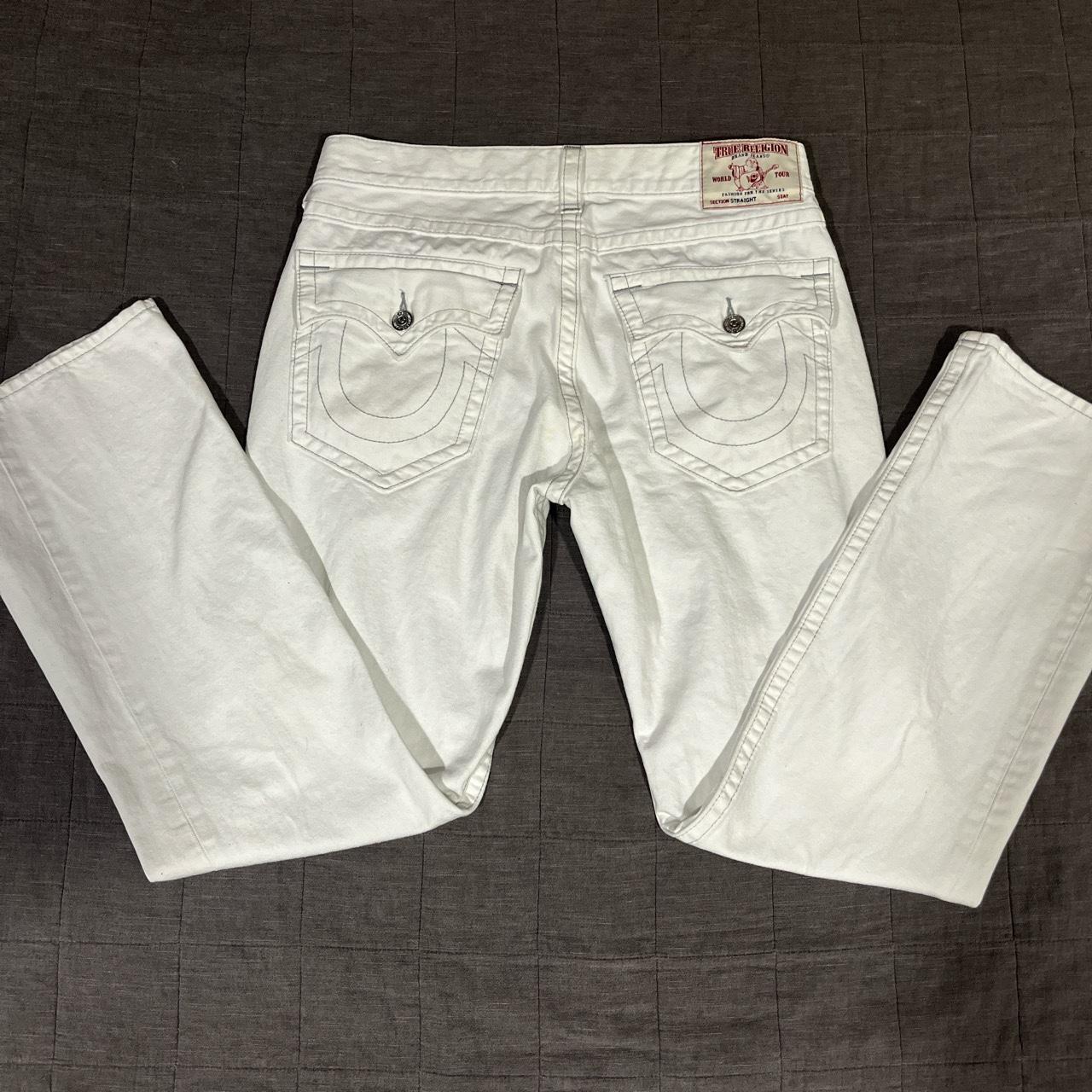 pure white true religion jeans size 36W 32L, only... - Depop