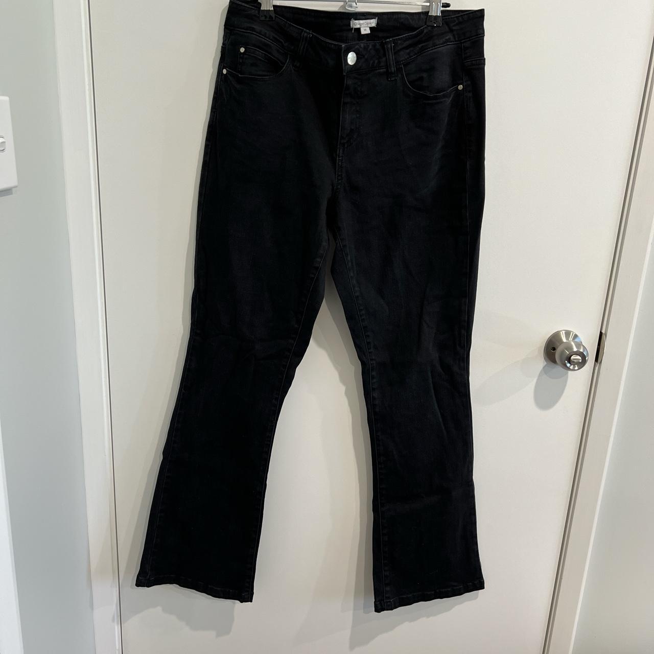 Target flare mid rise black jeans. Good used... - Depop