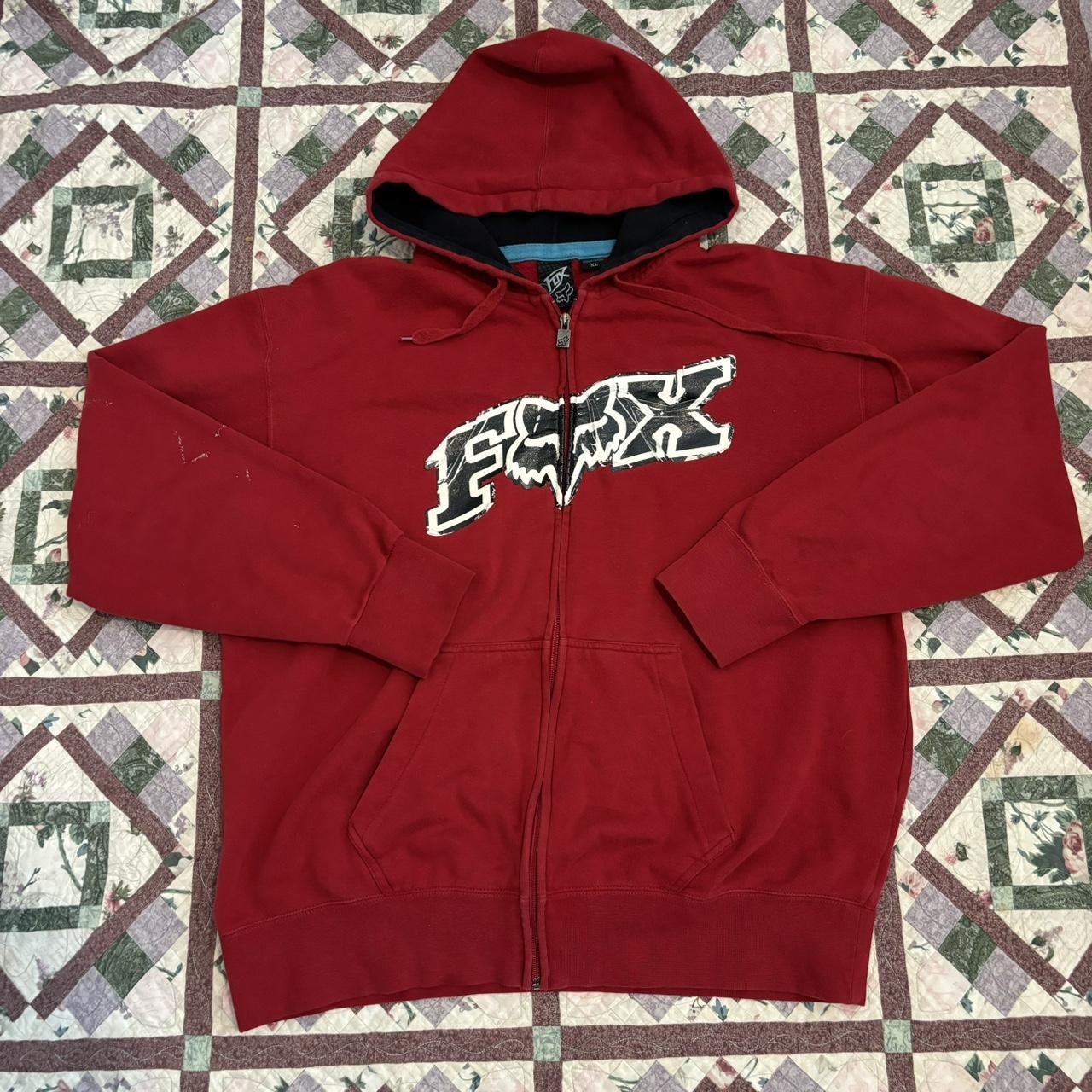 Fox zip up hoodie🥶 ️🔥 Size xl. Some paint stains as... | Depop