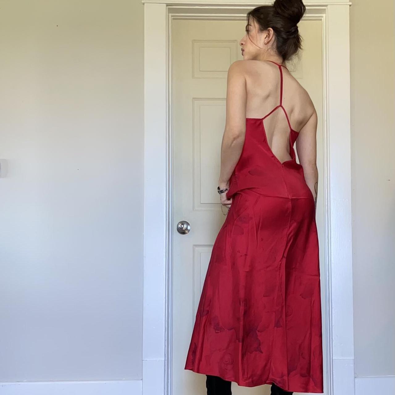 Victoria’s Secret RARE Red Silk Slip Dress -... - Depop