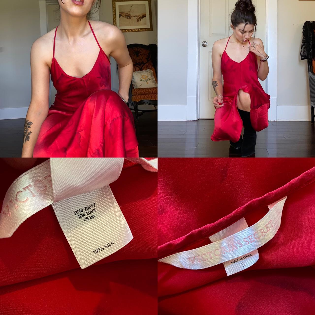Victoria’s Secret RARE Red Silk Slip Dress -... - Depop