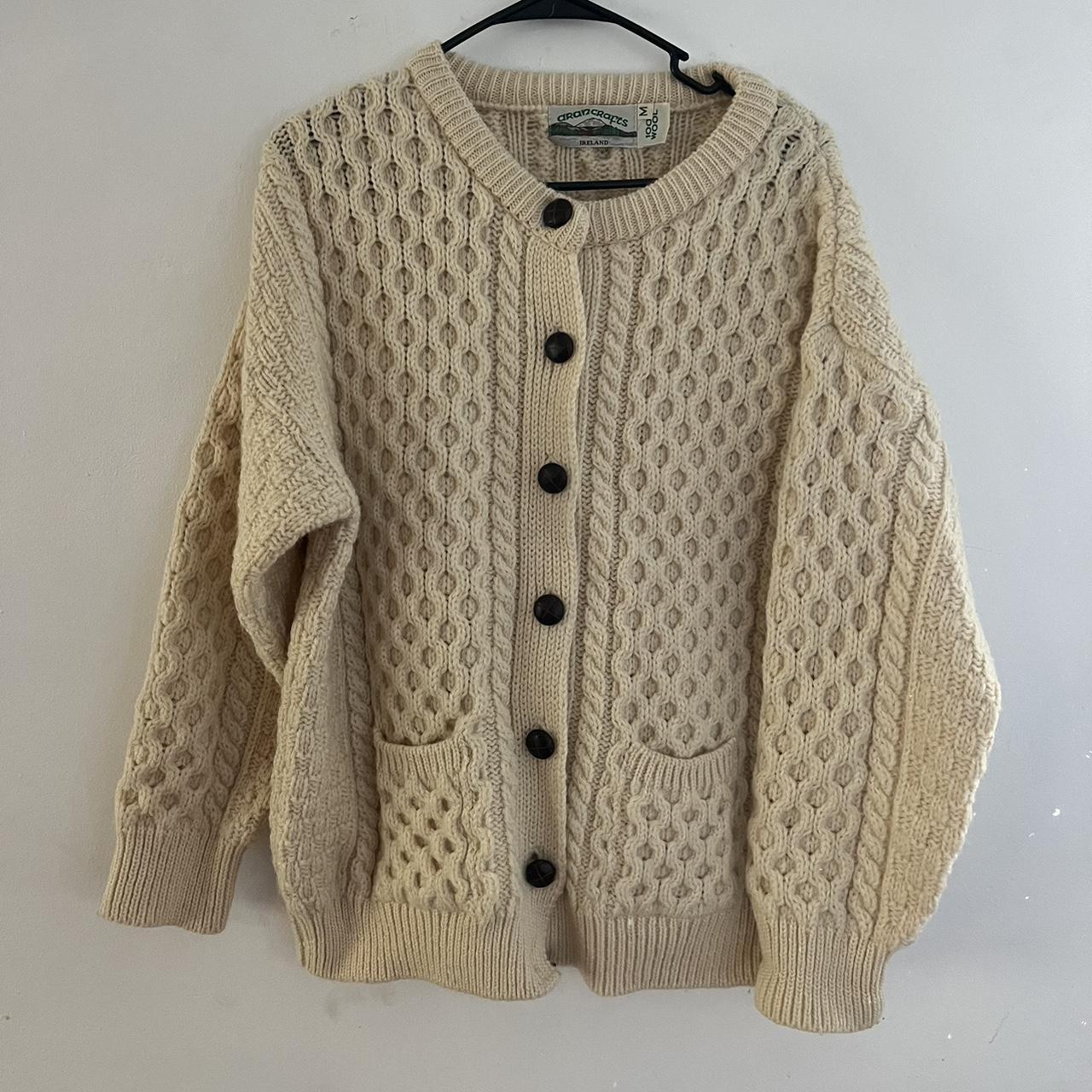 Genuine Merino Wool Irish Cardigan sz L #vintage - Depop