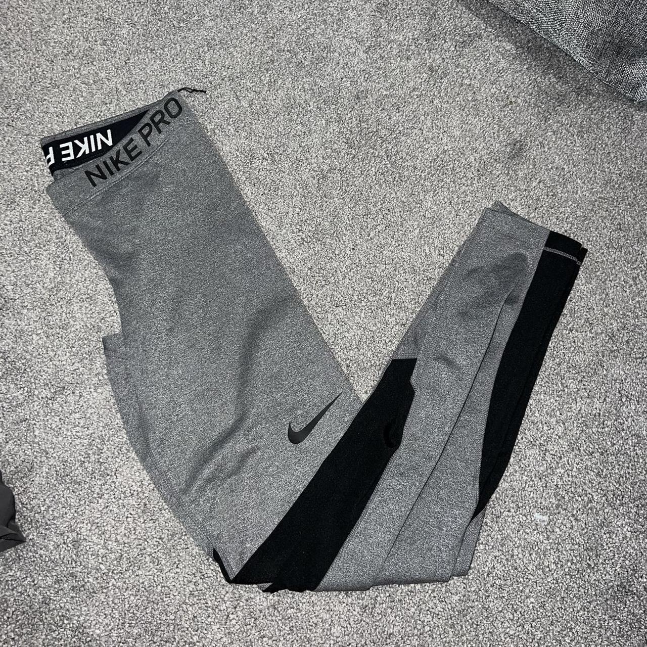 Nike Pro grey and black leggings size small... - Depop