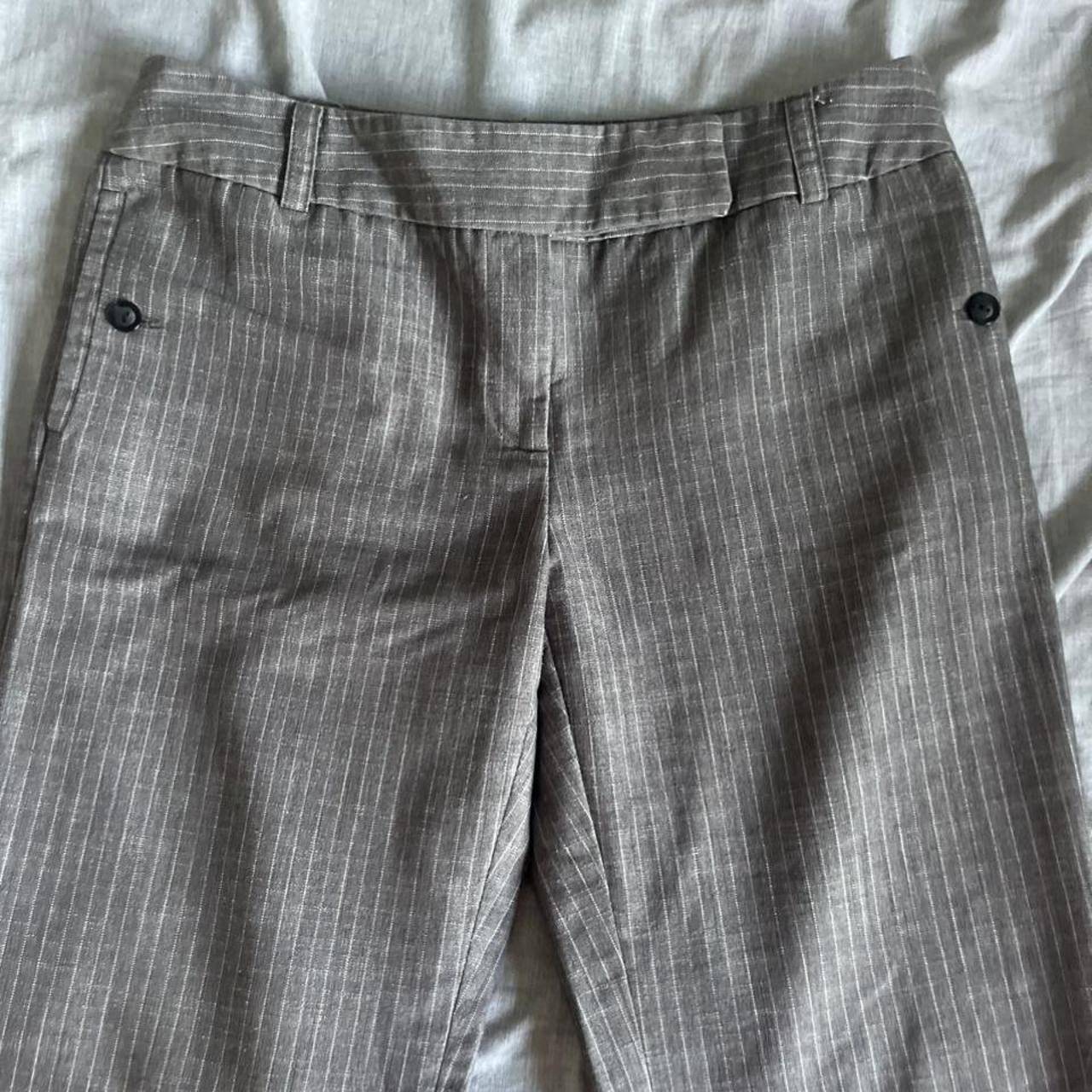 Pinstripe gray work pants with buttons and pockets - Depop