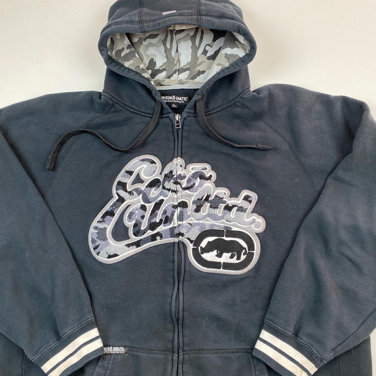 Vintage Ecko Unltd. Camo patch logo hoodie... - Depop