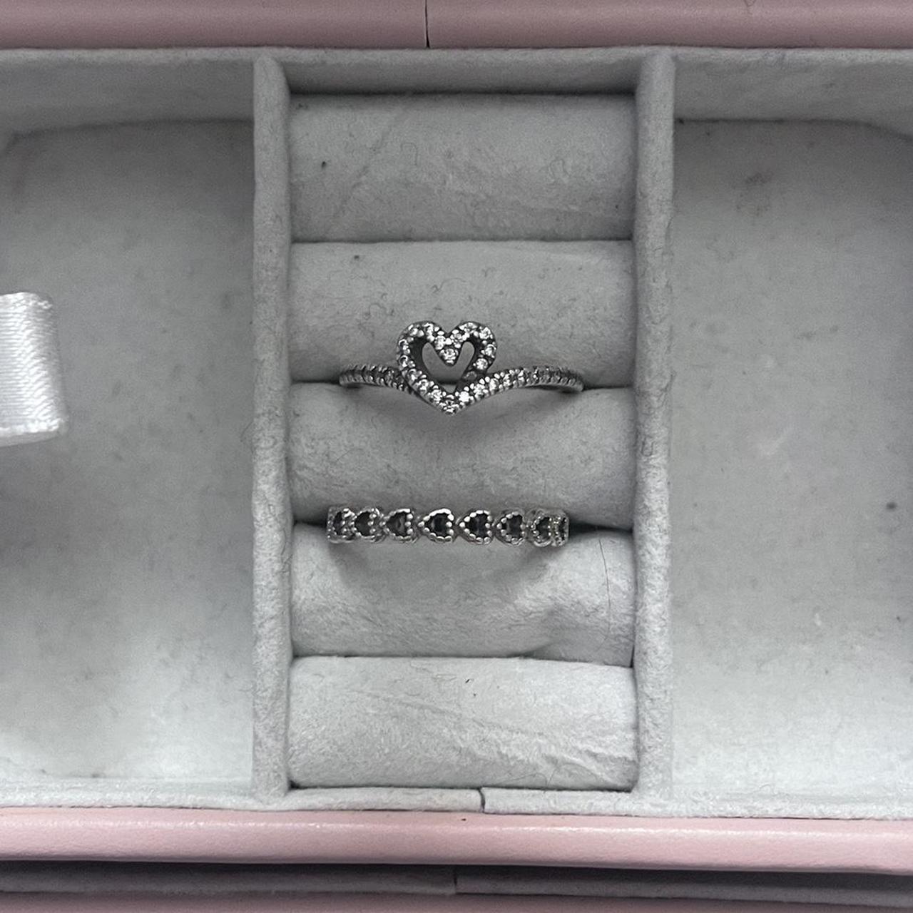 pandora heart rings mint condition size 6 price is... - Depop