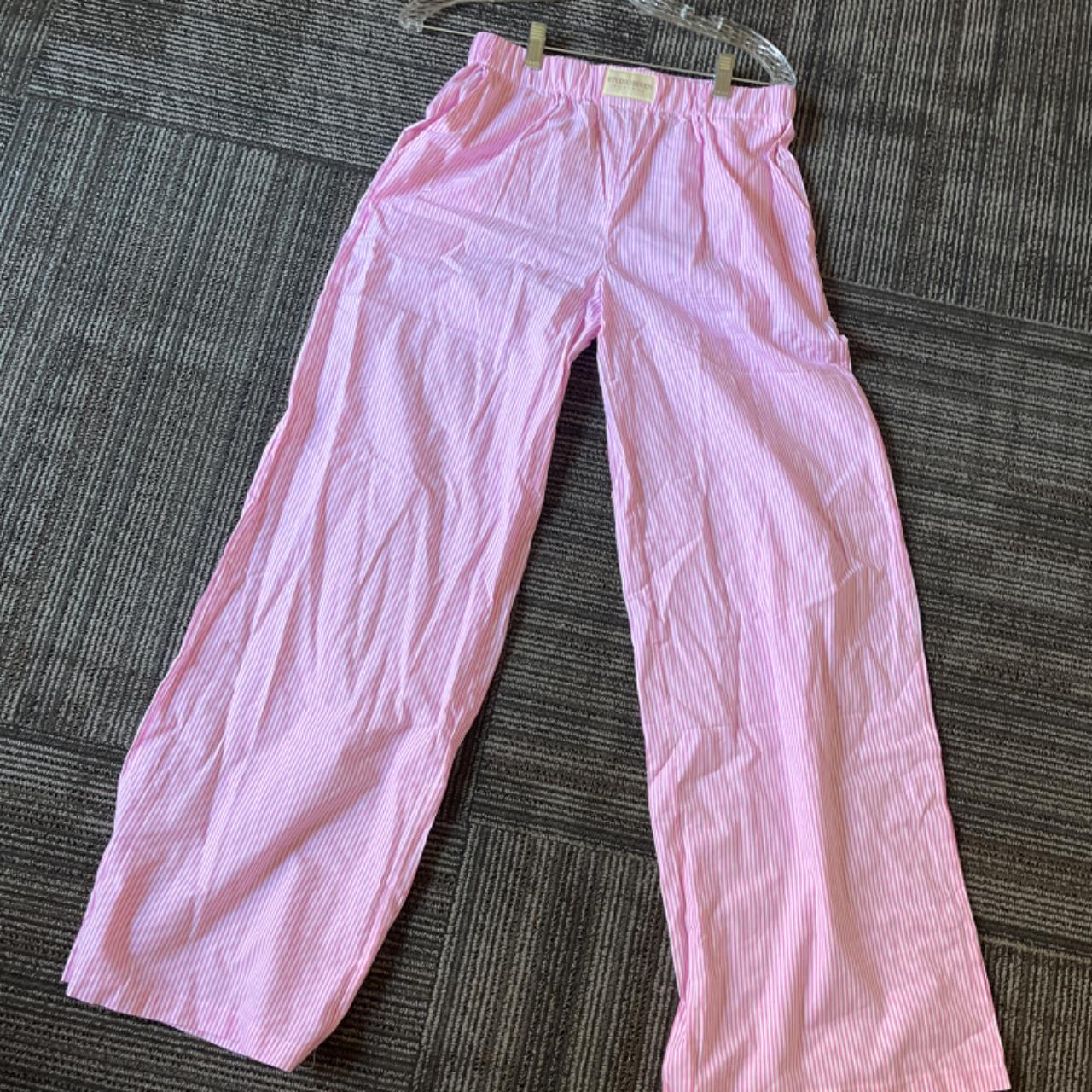pink and white striped studio seven pants never worn... - Depop
