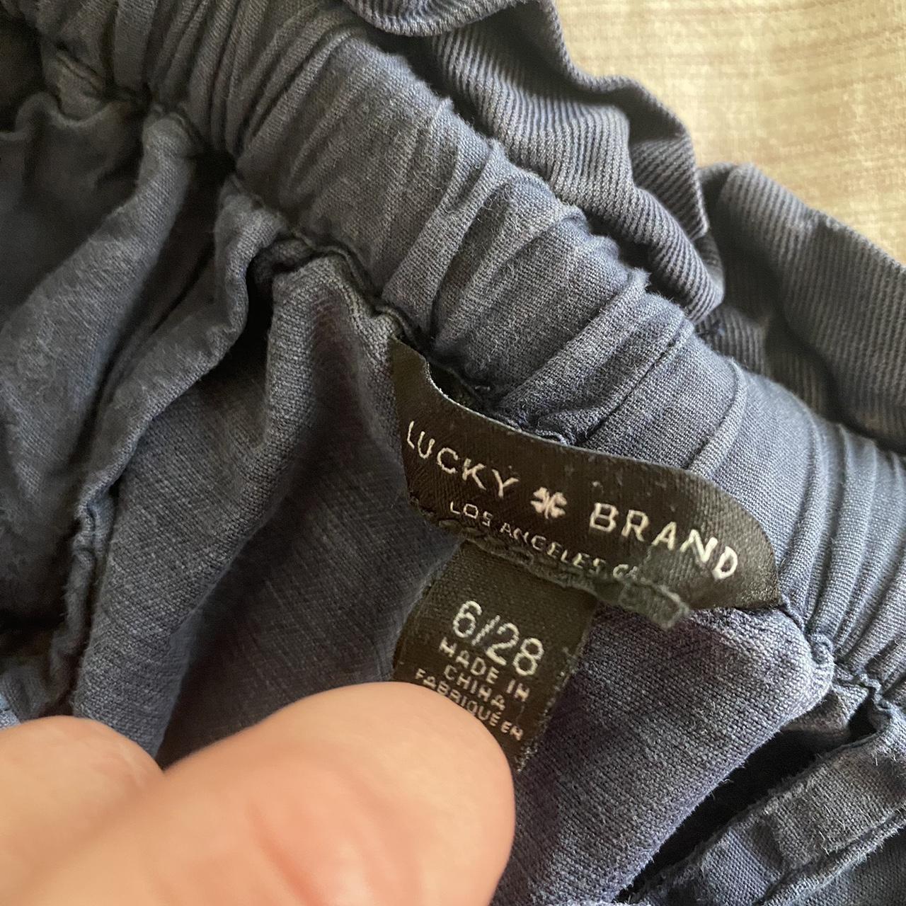 navy blue paper bag pants (size 6) (lucky brand)... - Depop