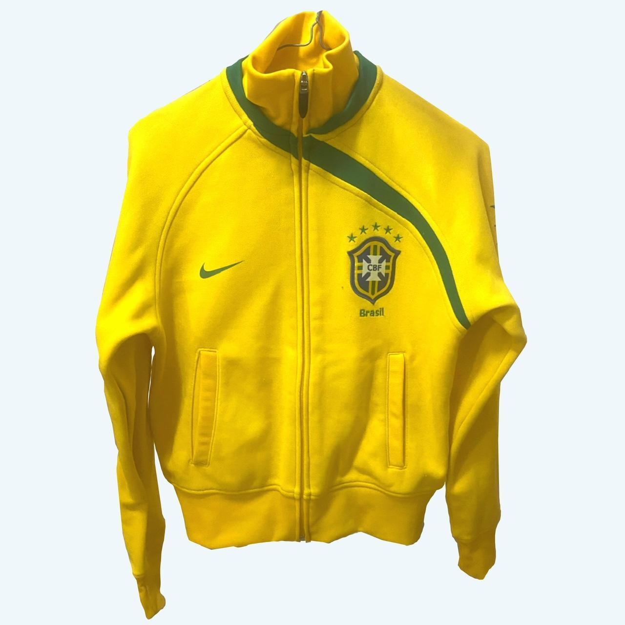 Nike Brasil track jacket in yellow Size small Very... - Depop