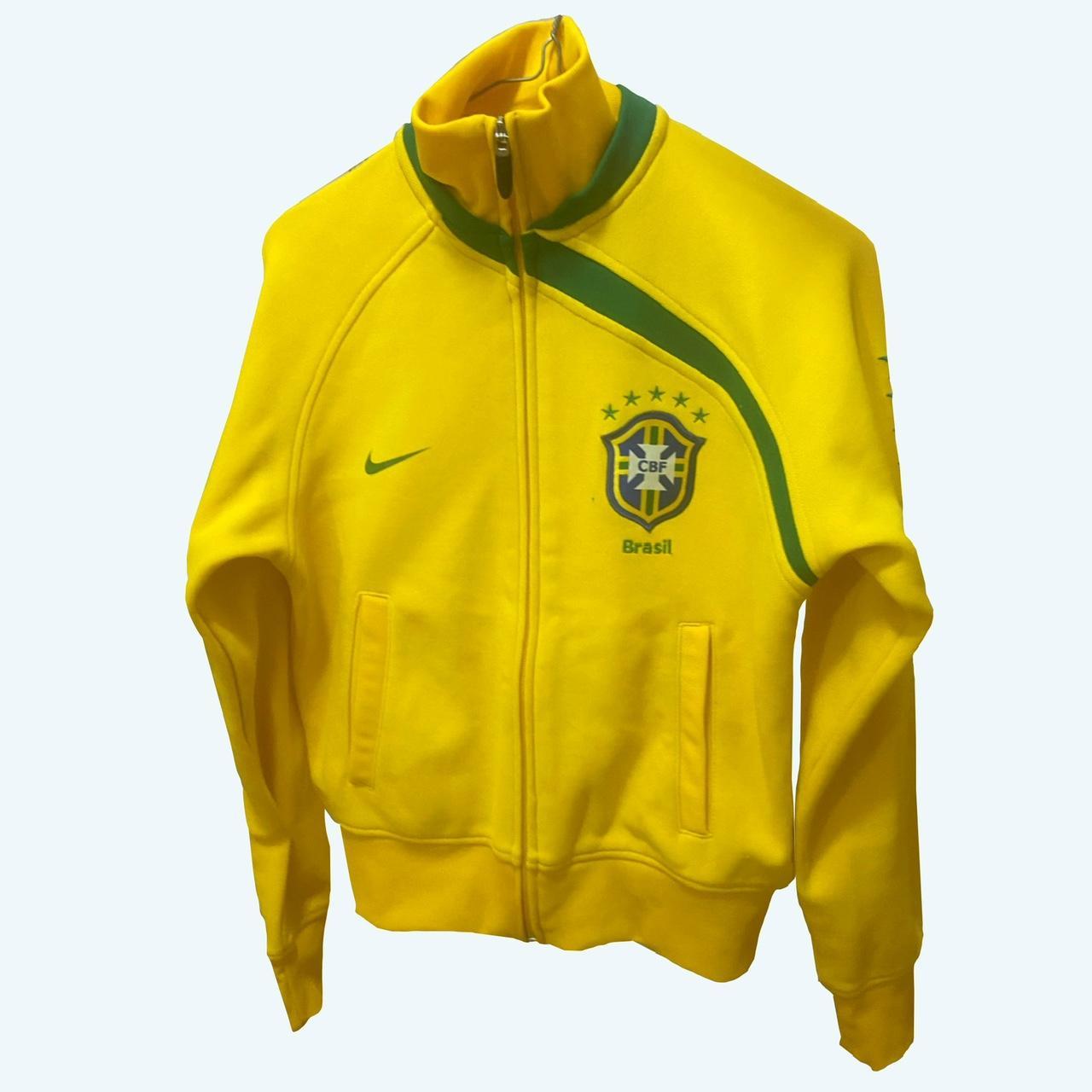 Nike Brasil track jacket in yellow Size small Very... - Depop